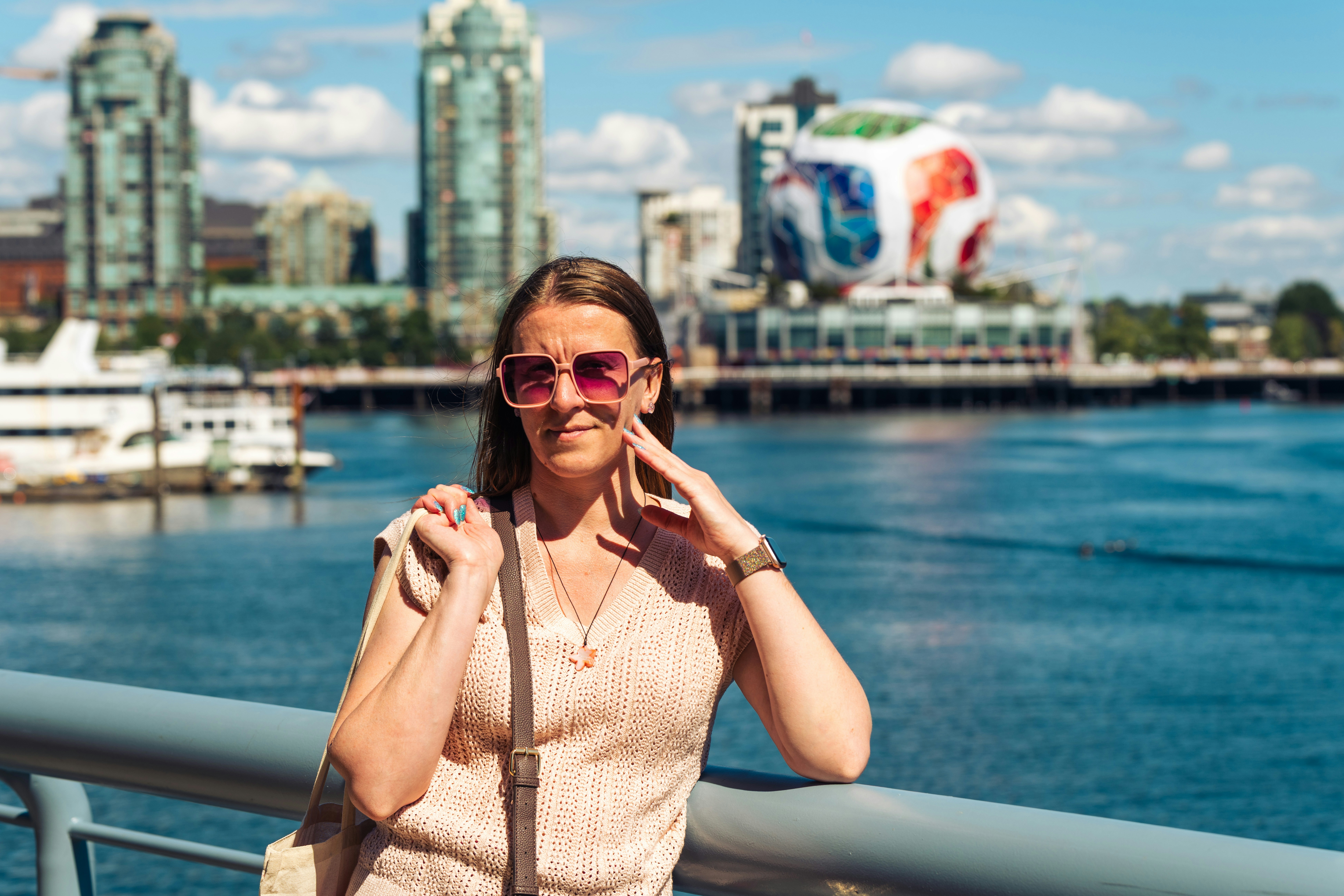 Pensive Portrait on the Waterfront with Columbia Circle in Background