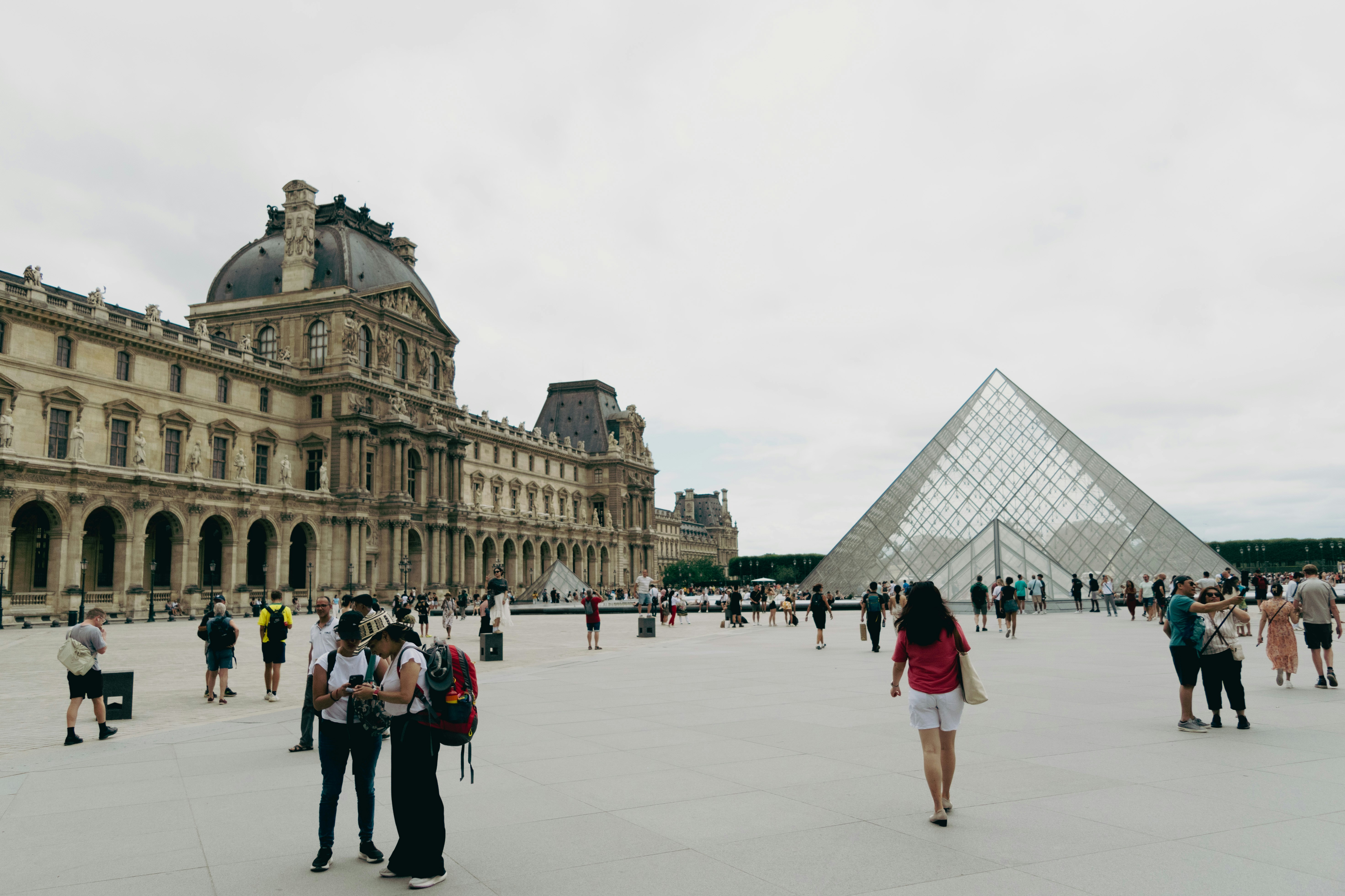 Across the Courtyard to the Glass Pyramid