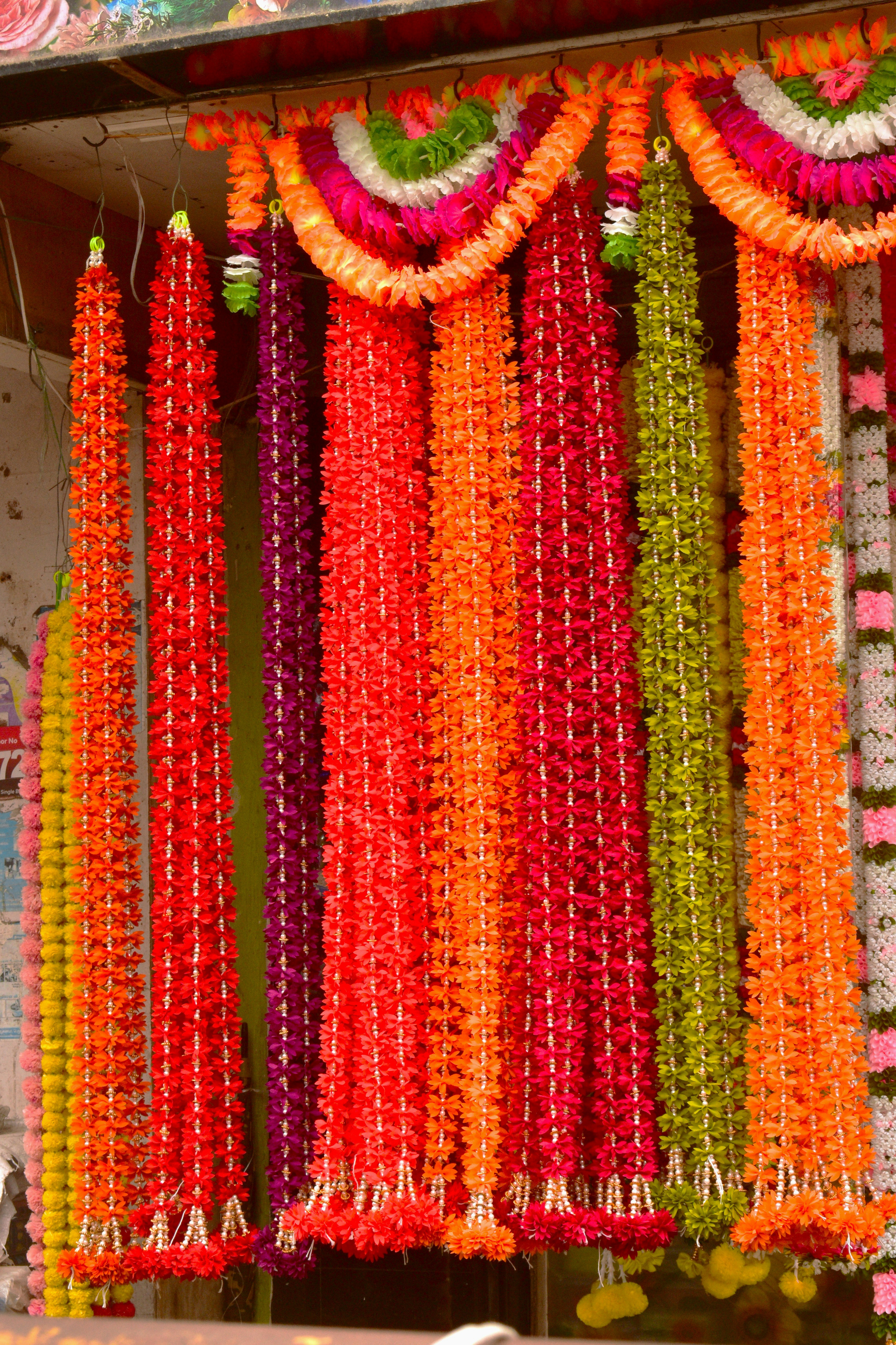 Ribbon Garlands of Color at a Street Market