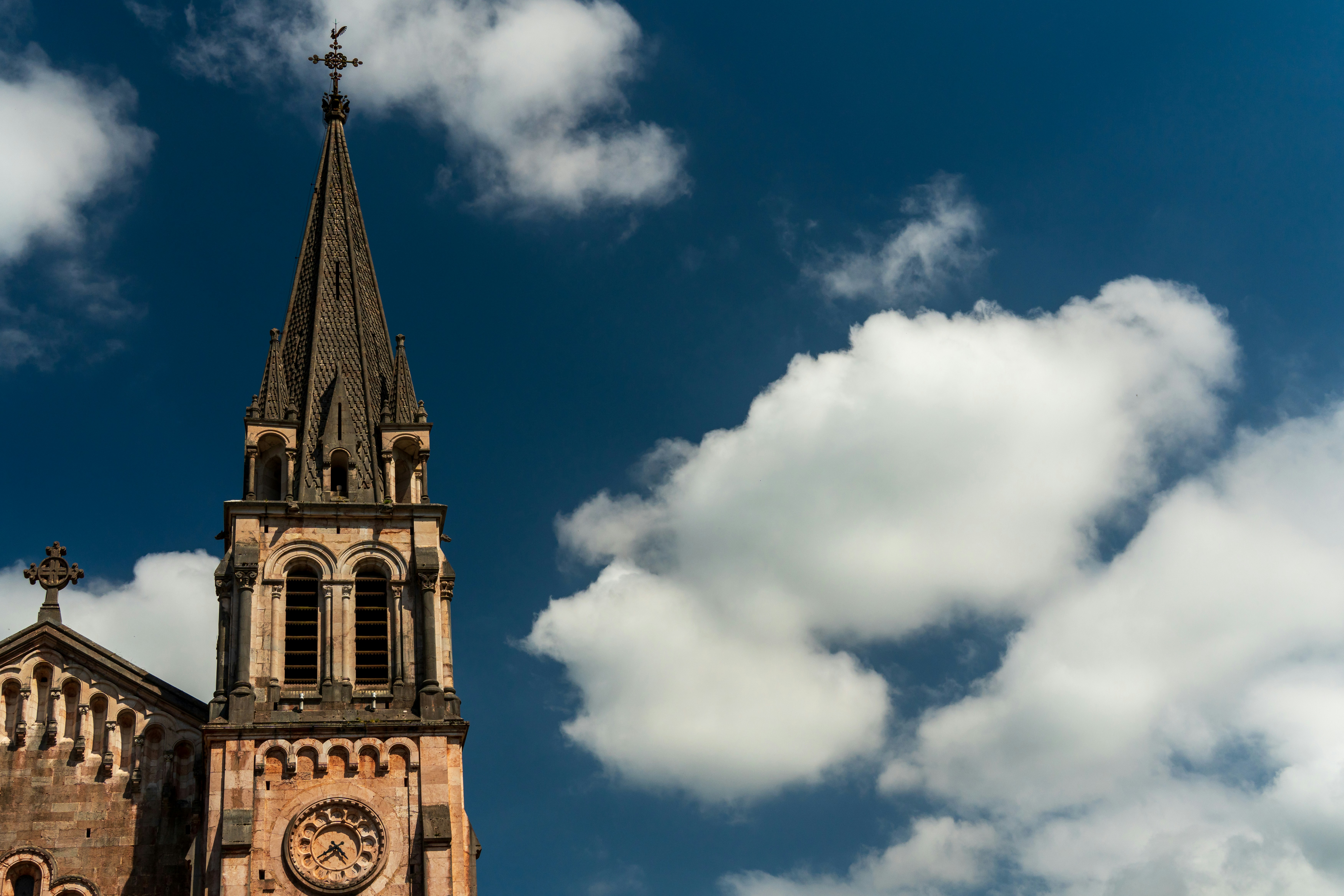 Clock Tower Against a Sky of Whipped Clouds
