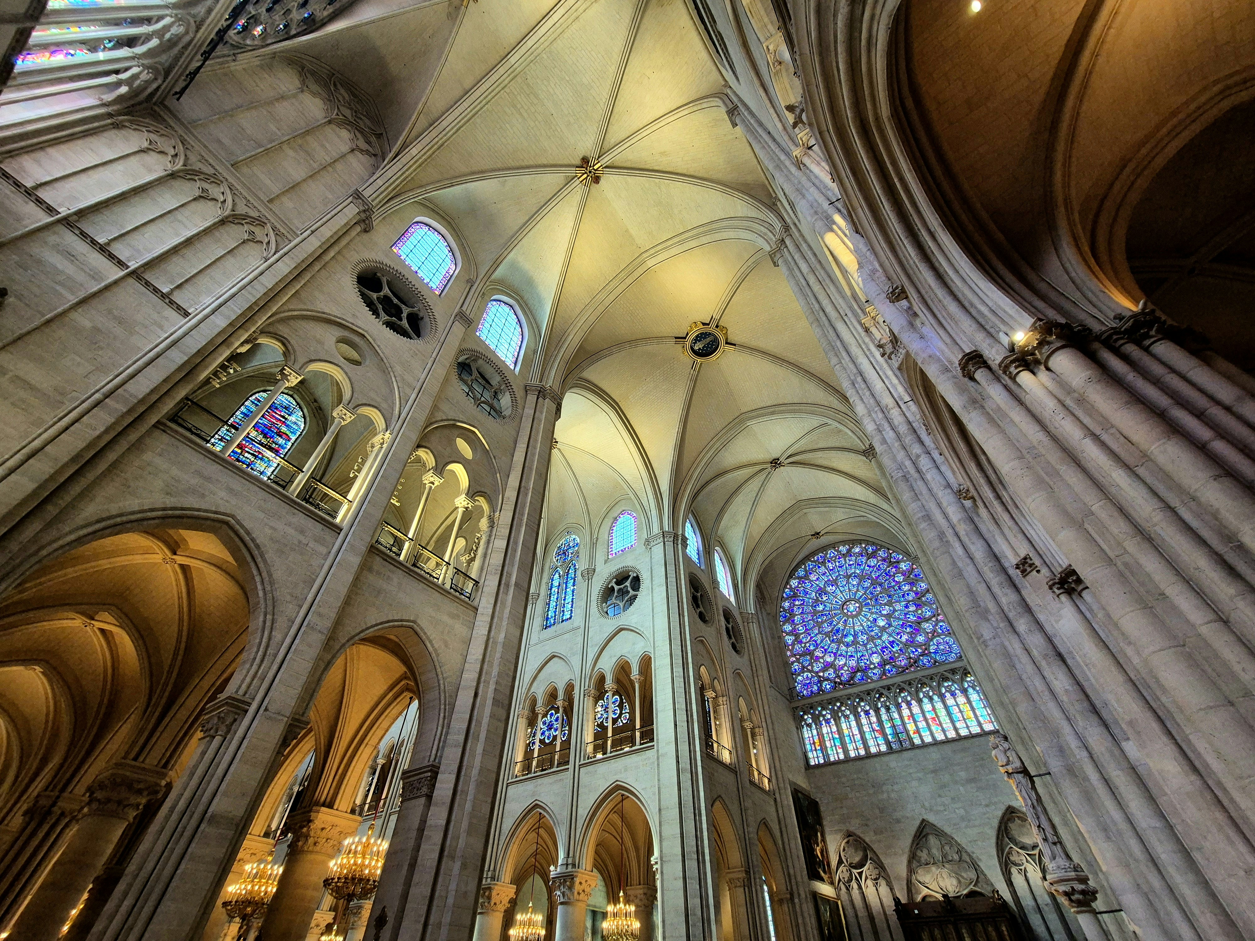 Stained Light and Stone: Cathedral Arcades and Rose Window