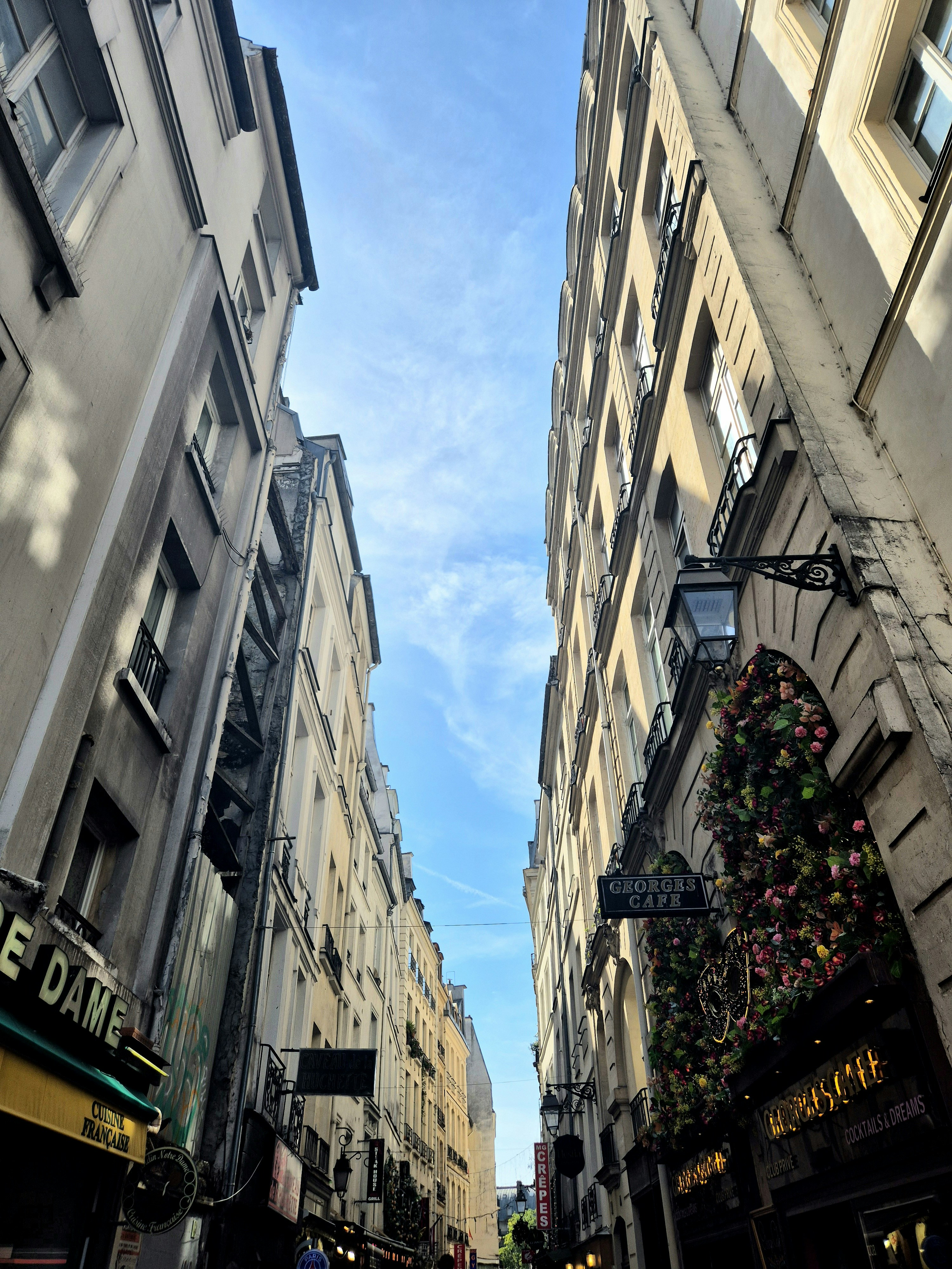 Skyward Alley: A French Street Canyon Reaching for Light
