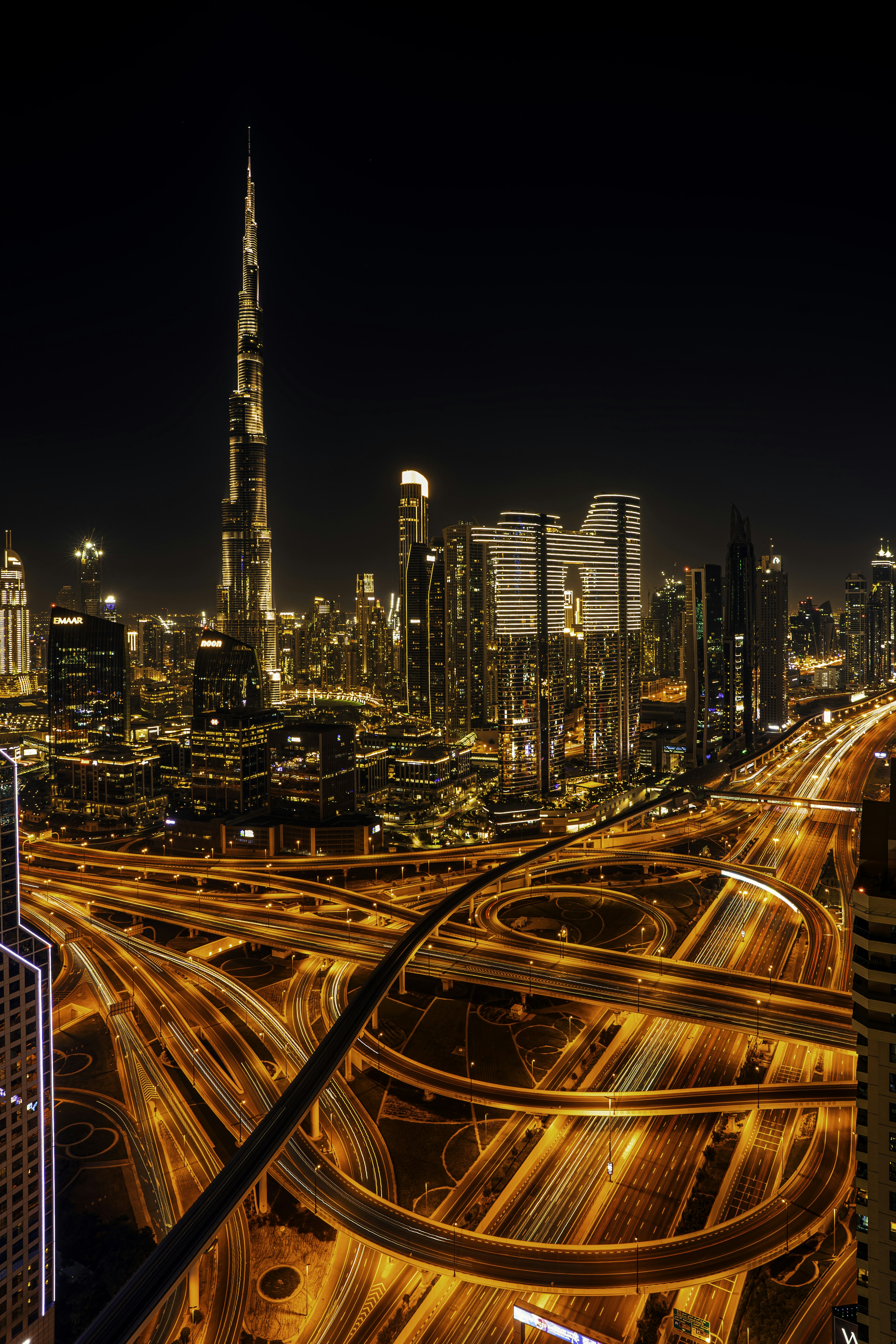 Neon Veins Over Dubai: The Night Highwayweave