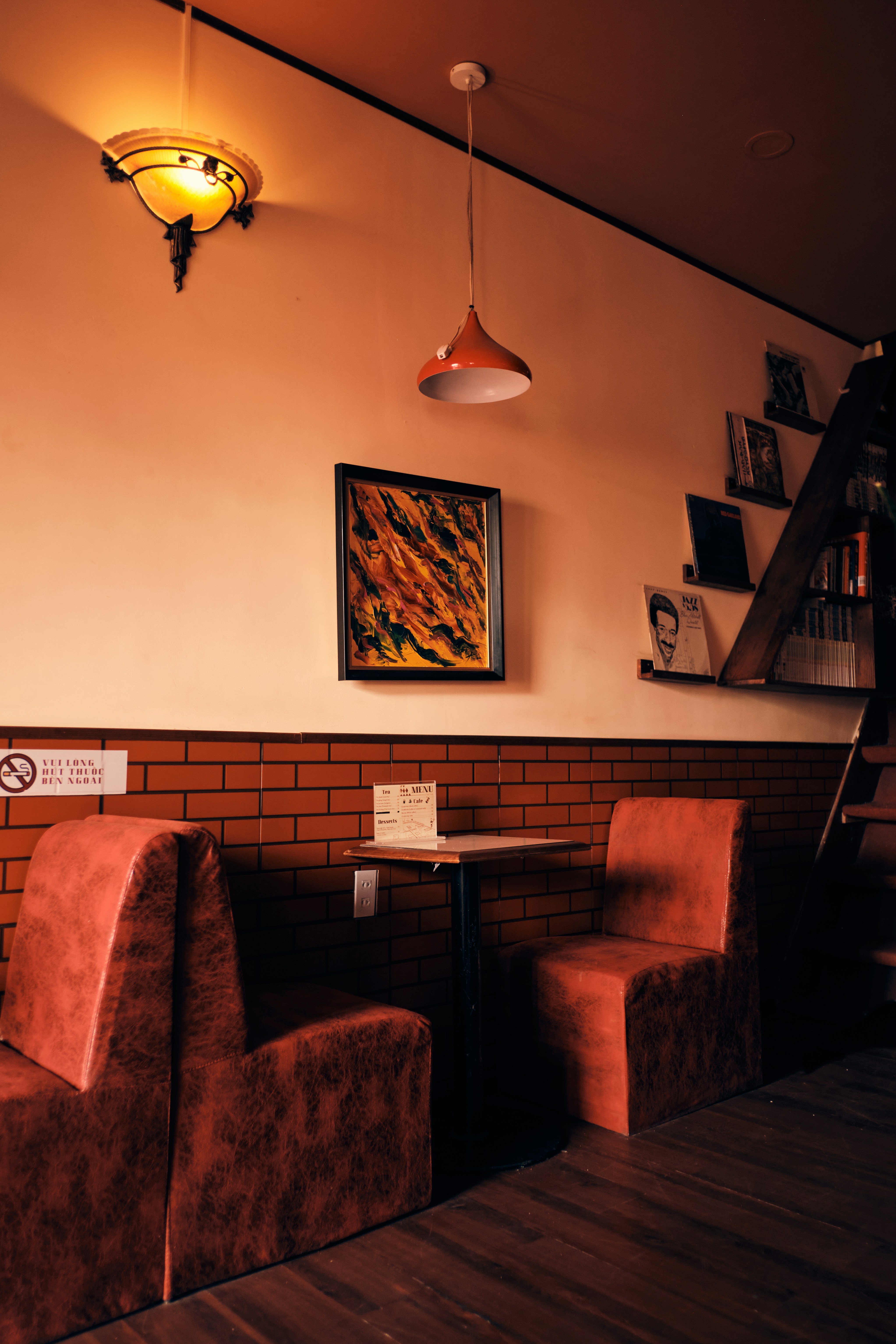 Cozy Corner of a Dimly Lit Café Lounge