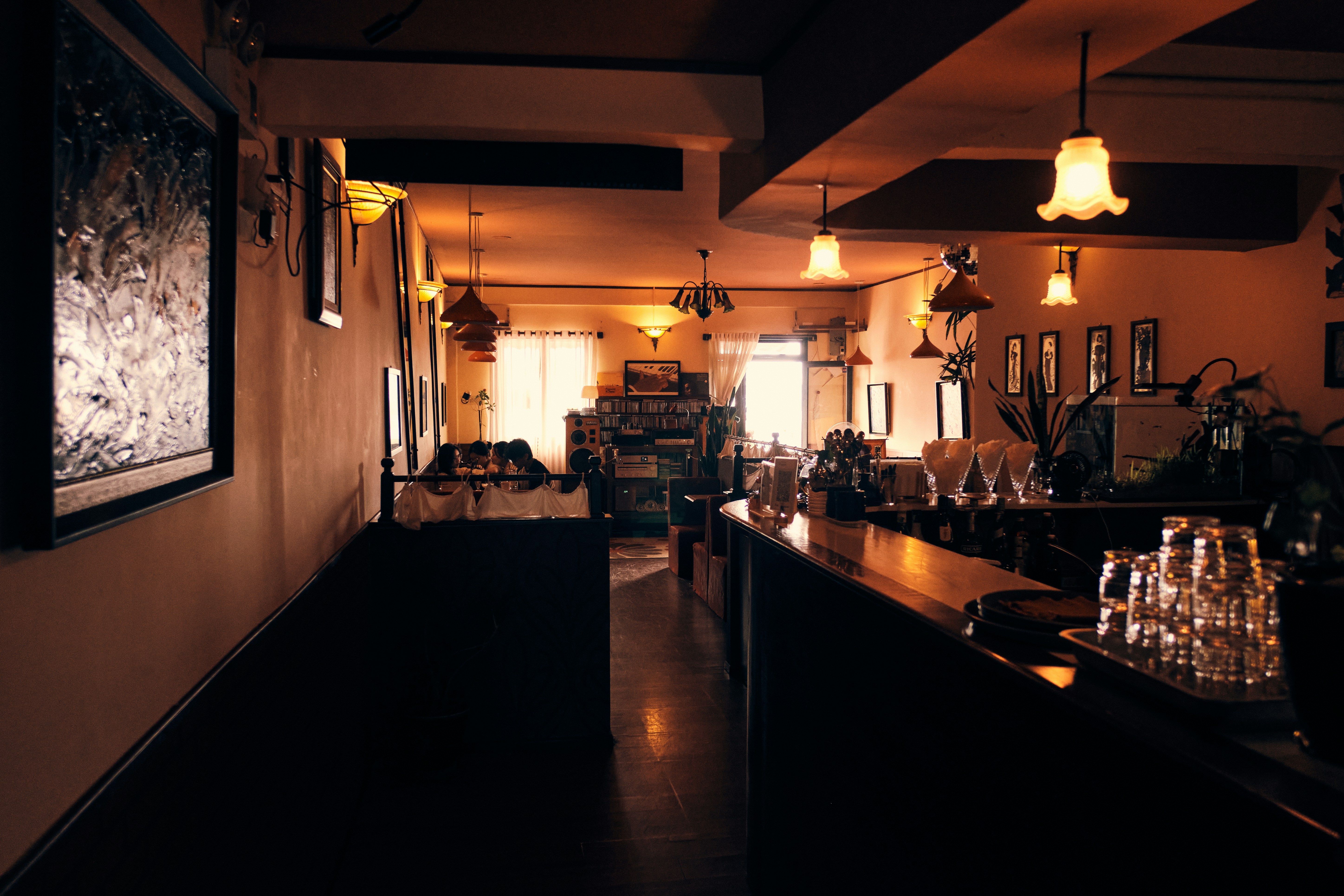 Warm Glow Over Quiet Bar: Subdued Evening Étude