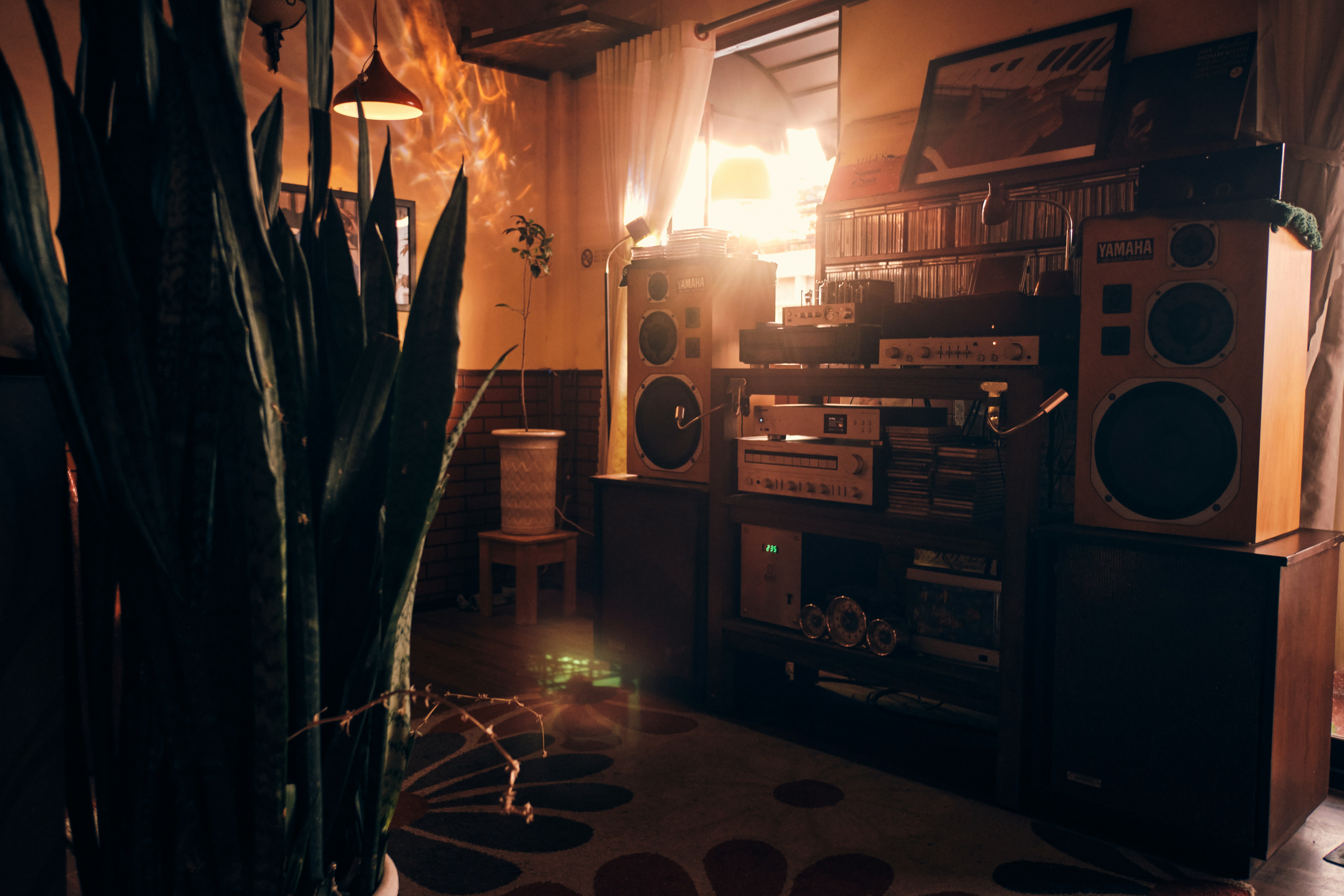 Retro Studio Oasis: Warm Glow on a Home Audio Nook