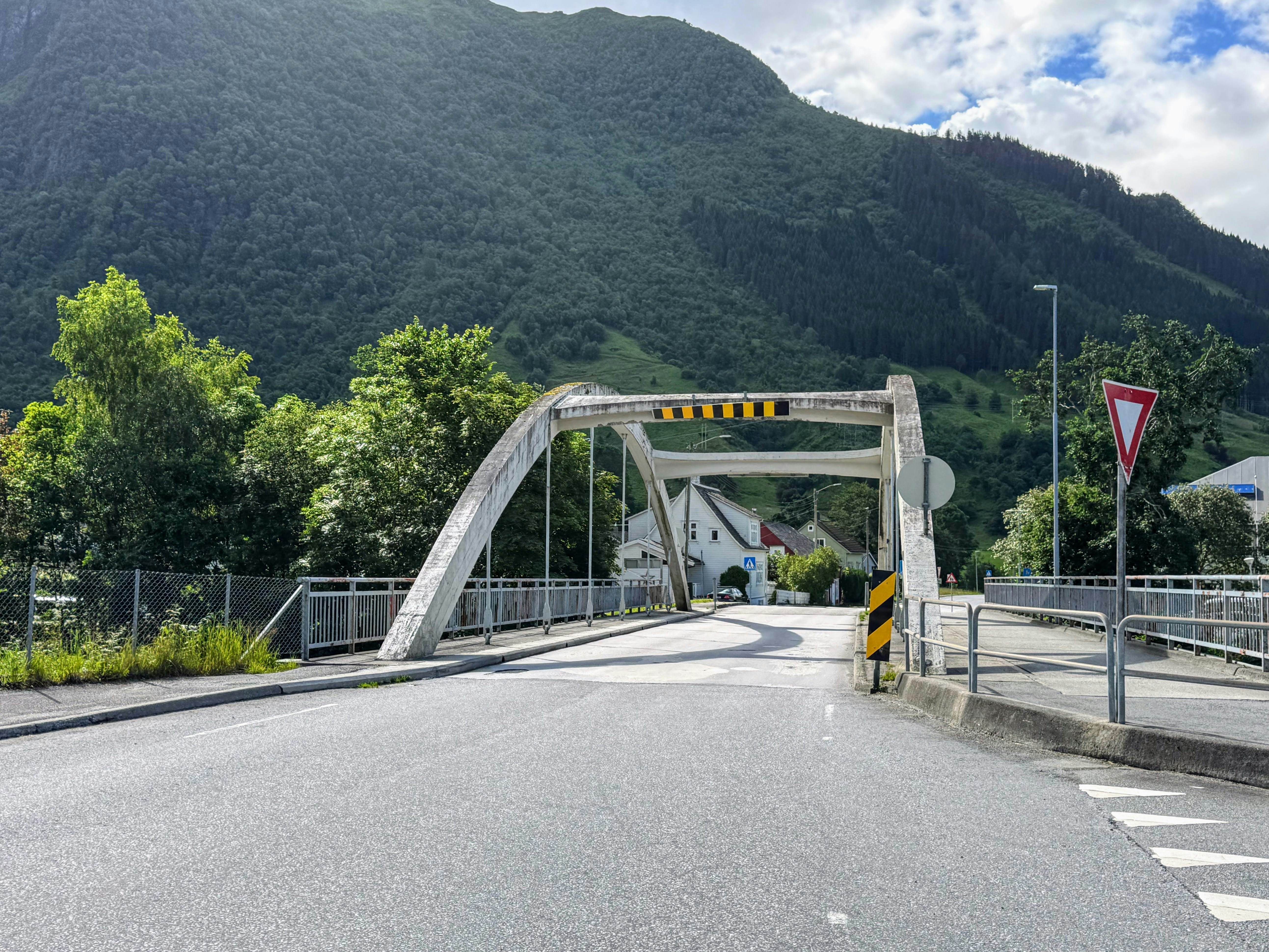 Bridge over a tranquil valley road