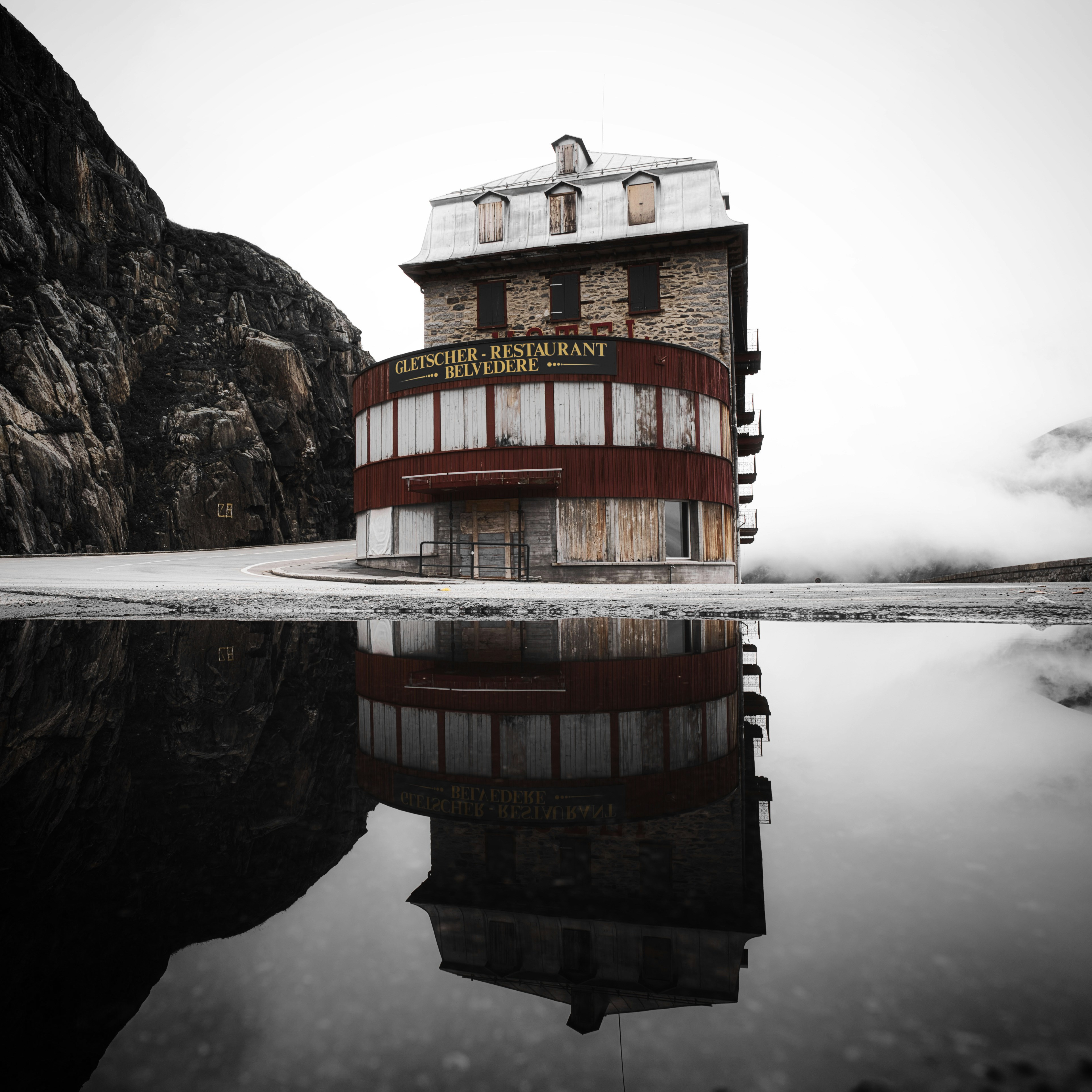Reflections Across a Lonely Cliffside Inn