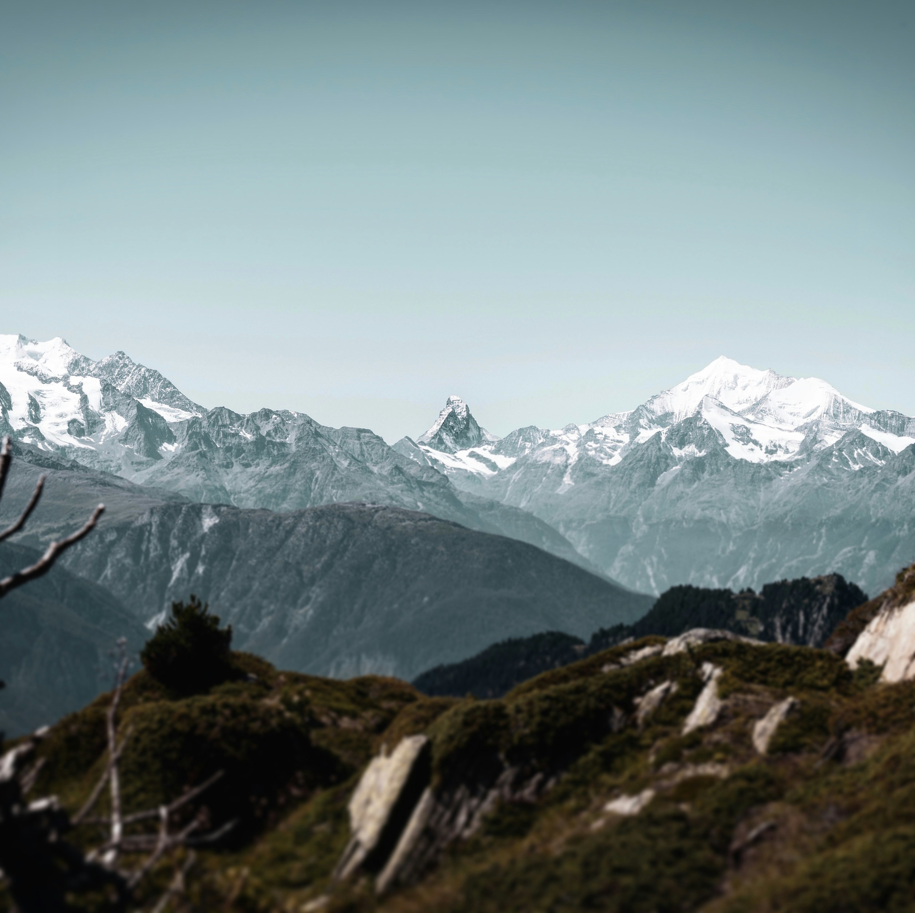 Serene Crest: A Snow-Kissed Mountain Vista