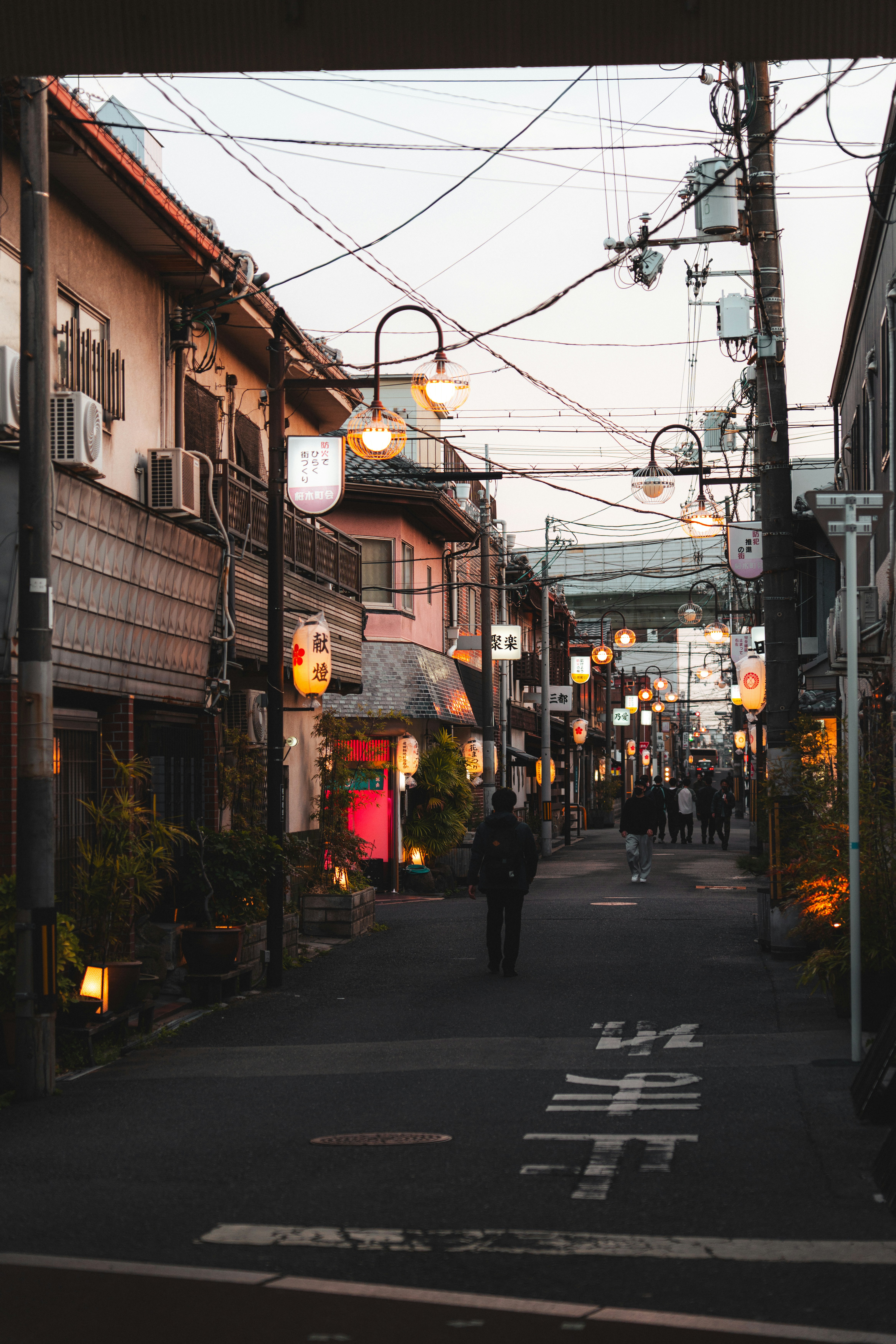 Lantern-lit Alleyway: A Quiet Evening Walk Through a Japanese Street