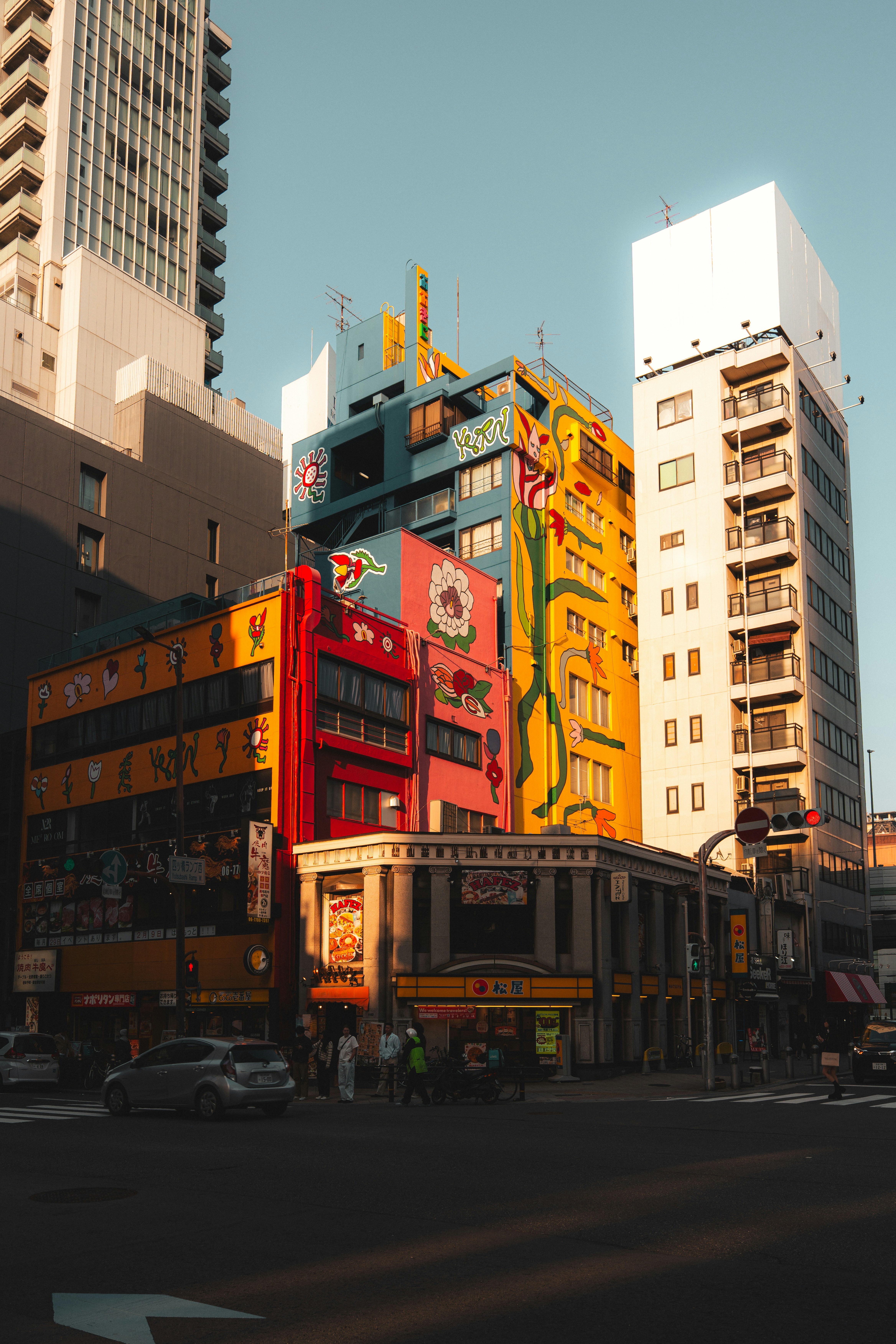 Chromatic Facade Parade on a Sunny City Street