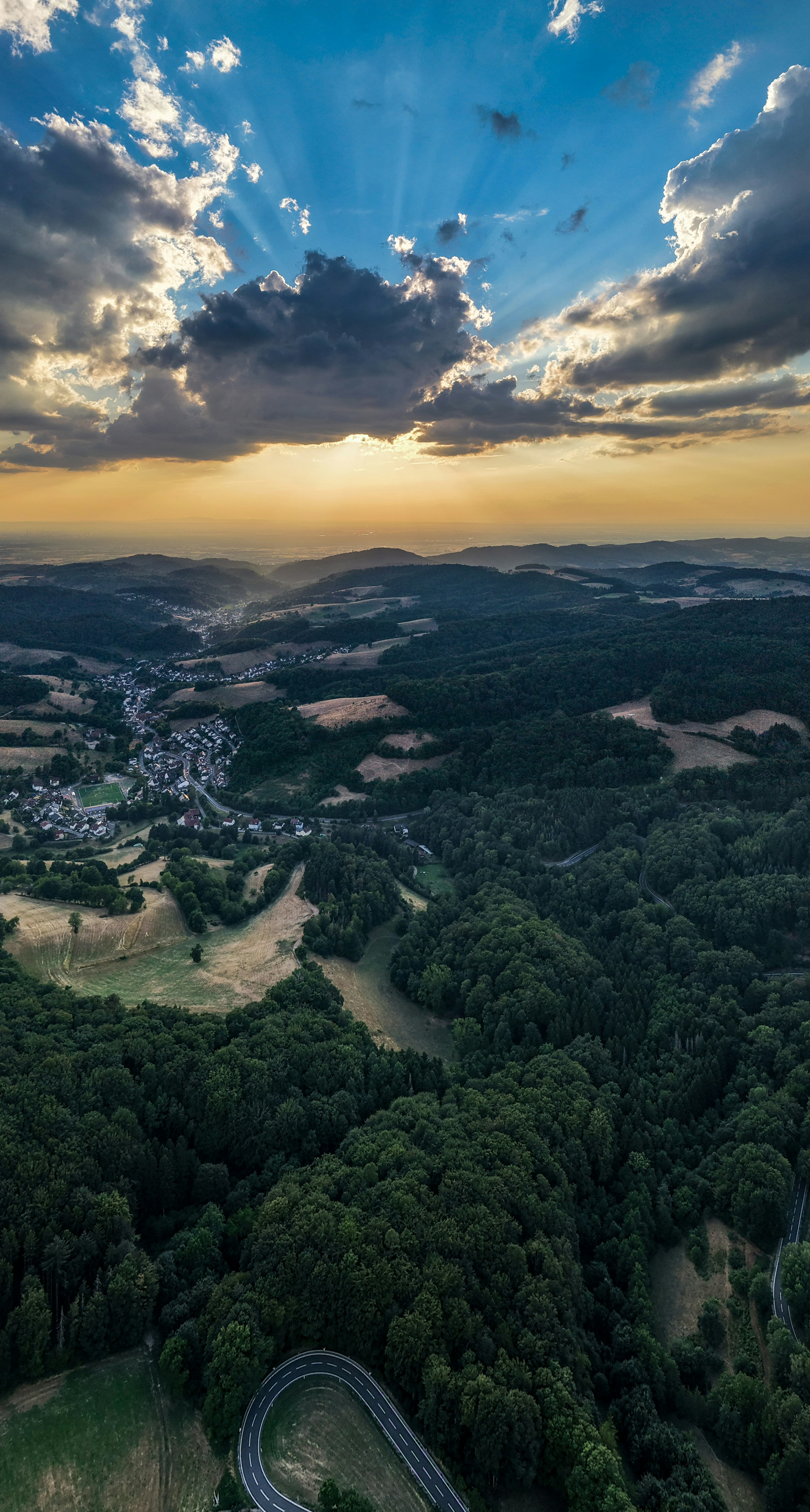 Sunset Break Over the Winding Valley