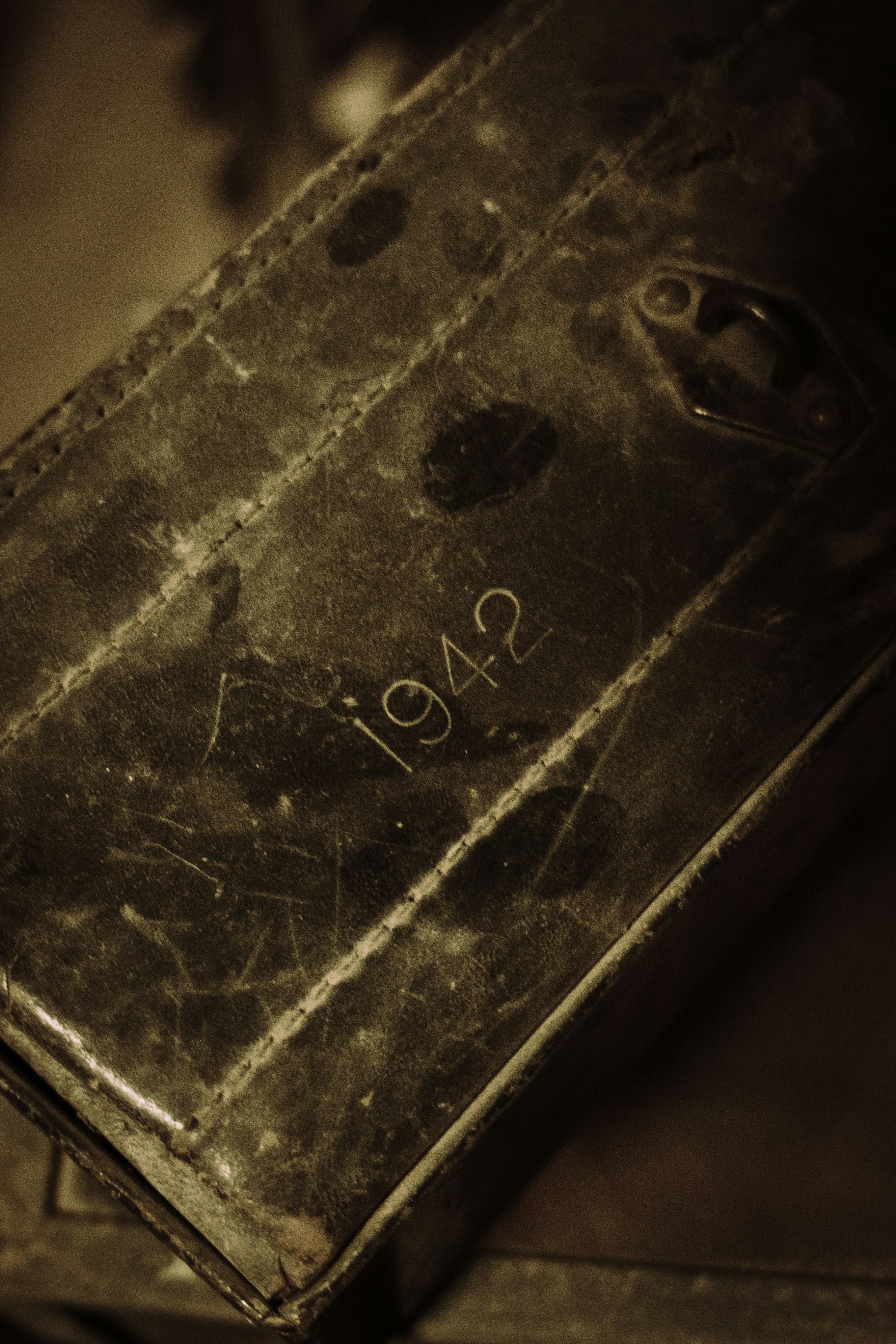 Weathered Leather Case Marked 1942