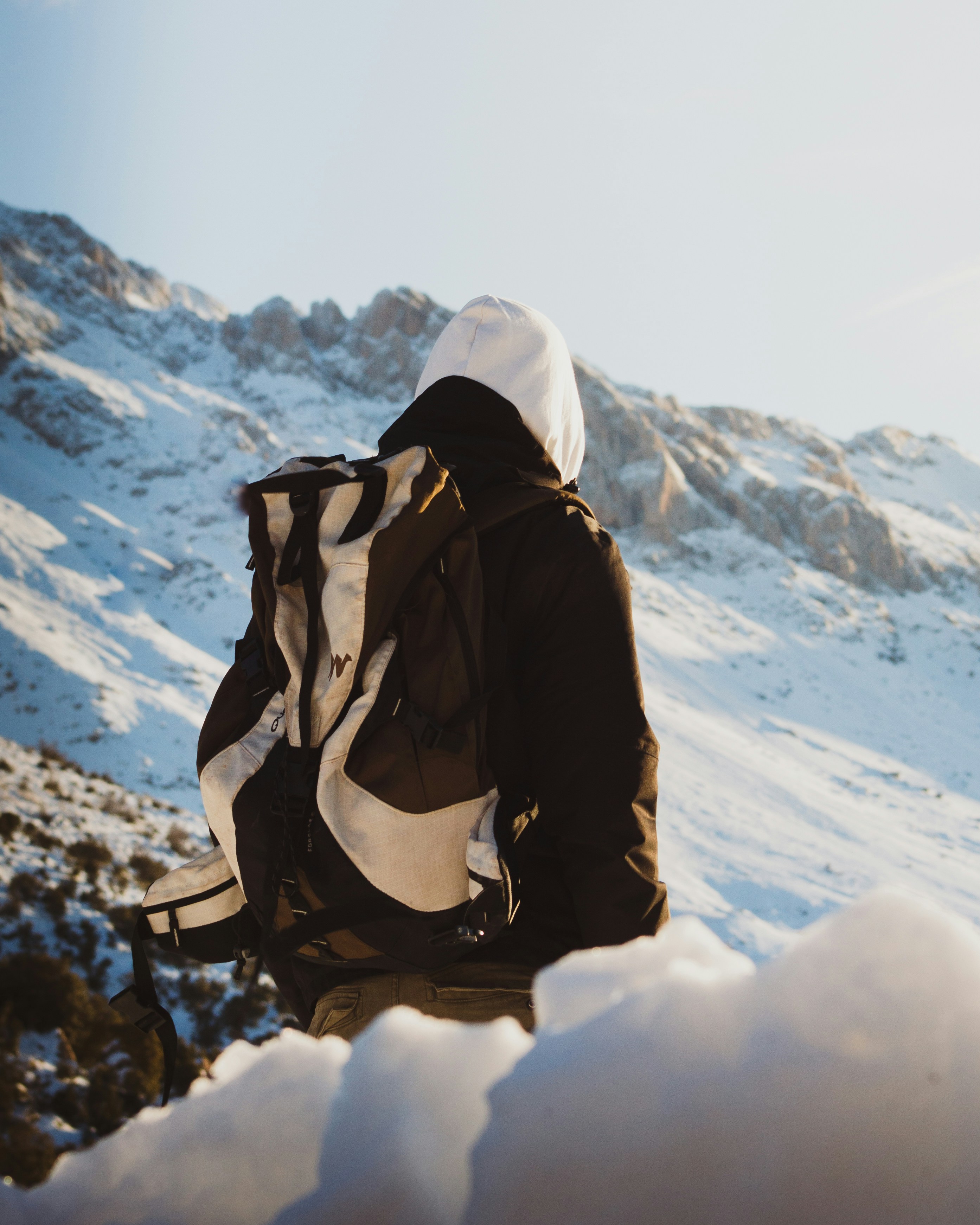 Winter Ascent: A Hiker Faces The High Rim