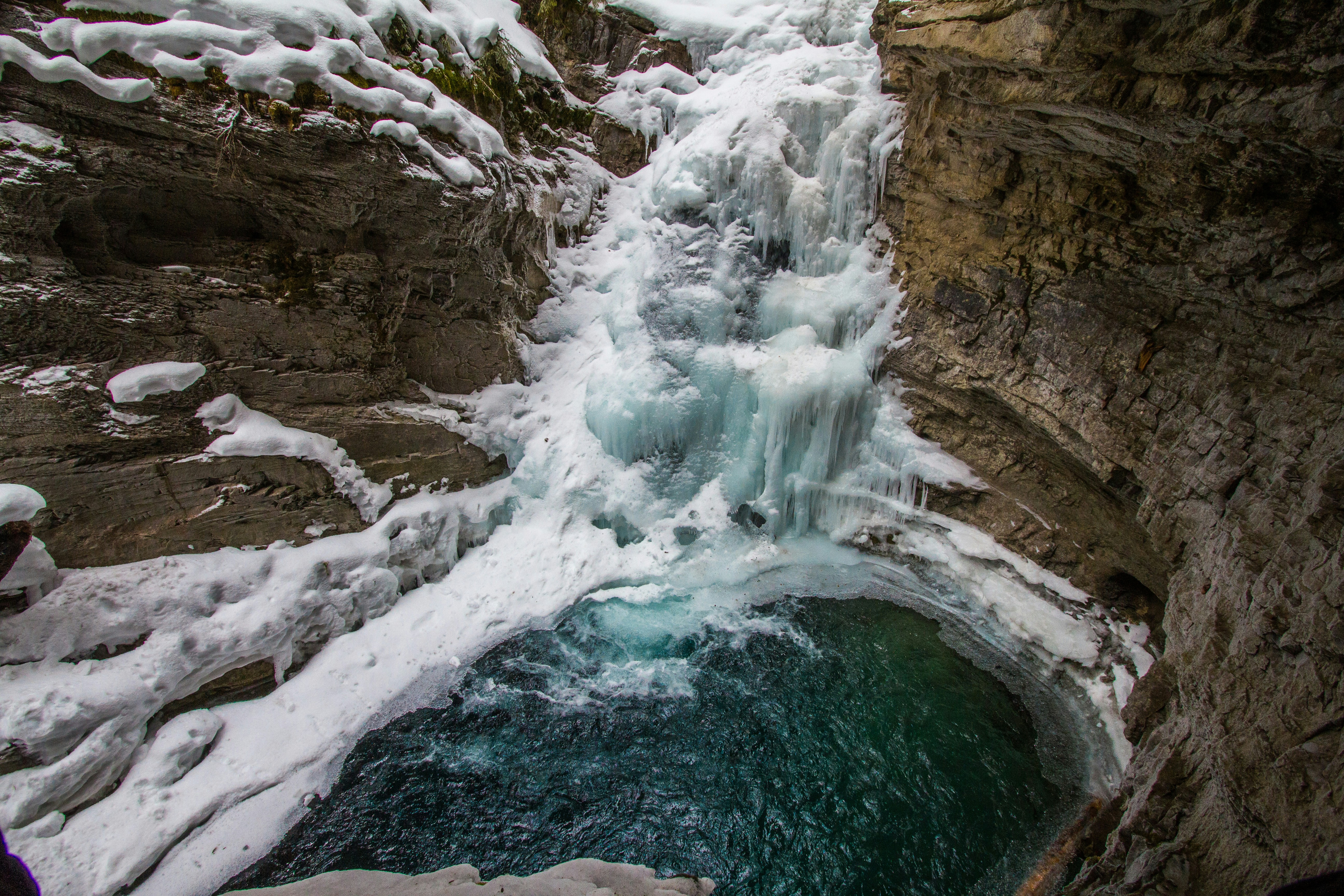 Icy Veins Cascade into a Dark Ravine