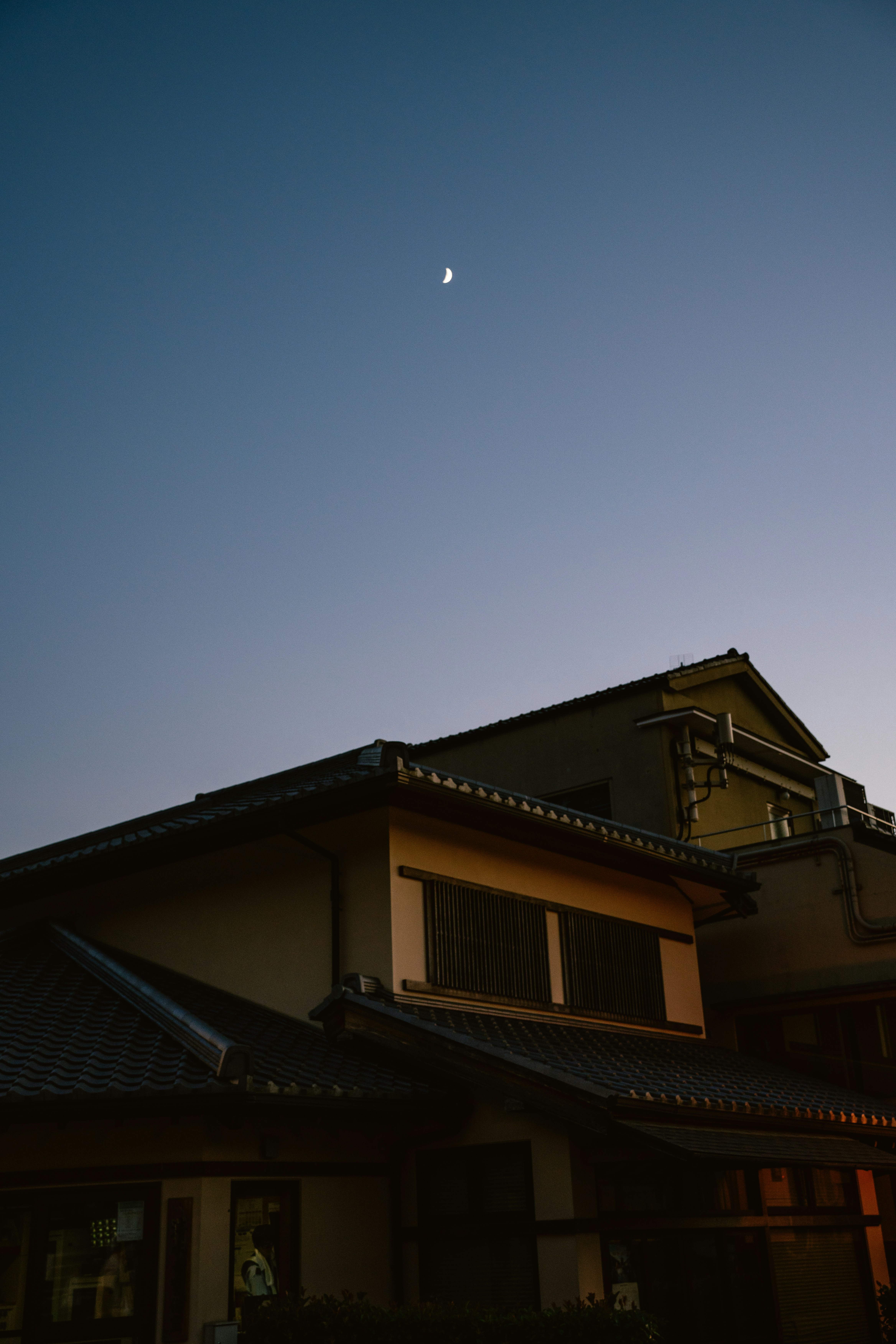 Moon Above Silent Japanese Rooftops