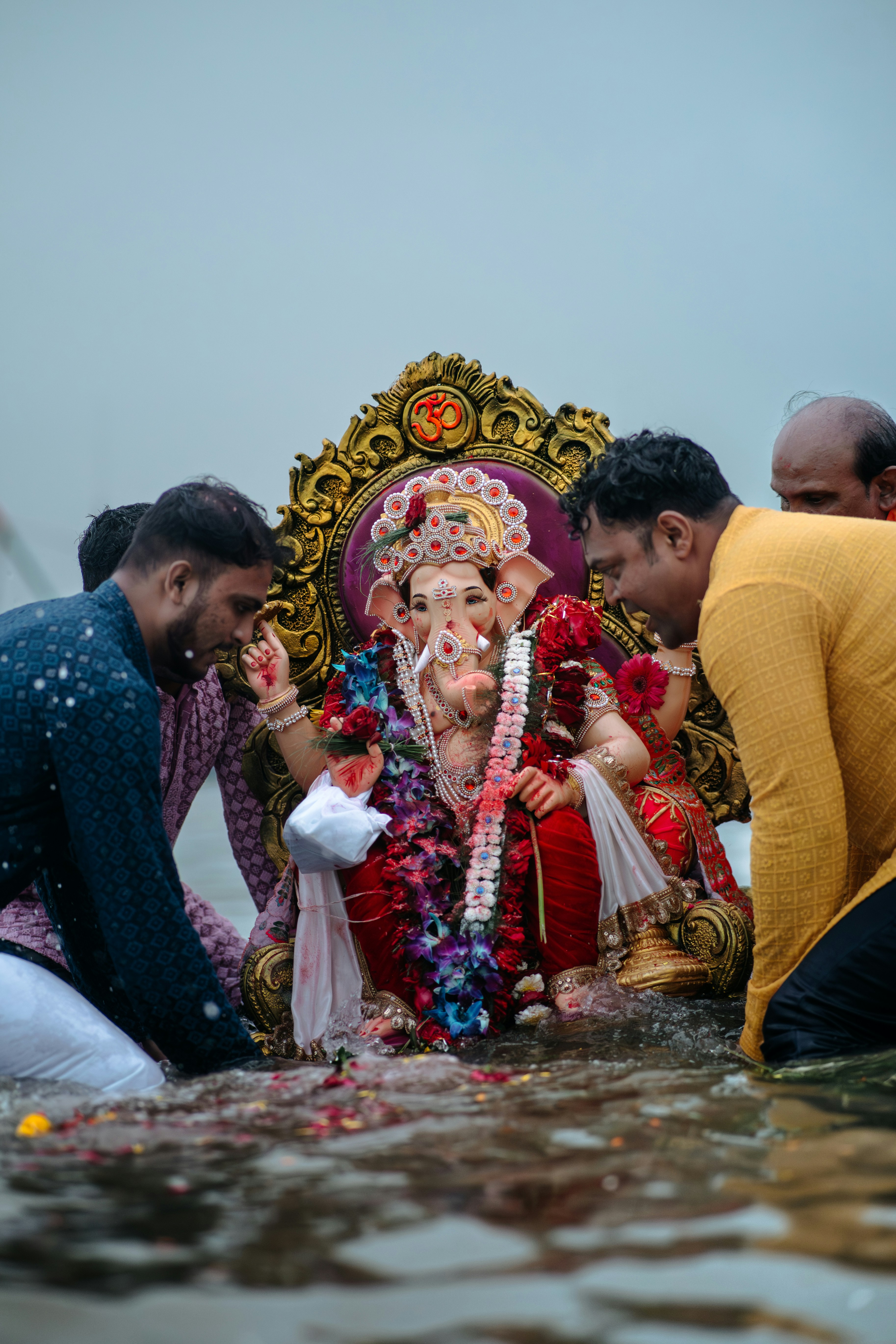 Goddess of Prosperity Emerges from the River: A Sacred Puja