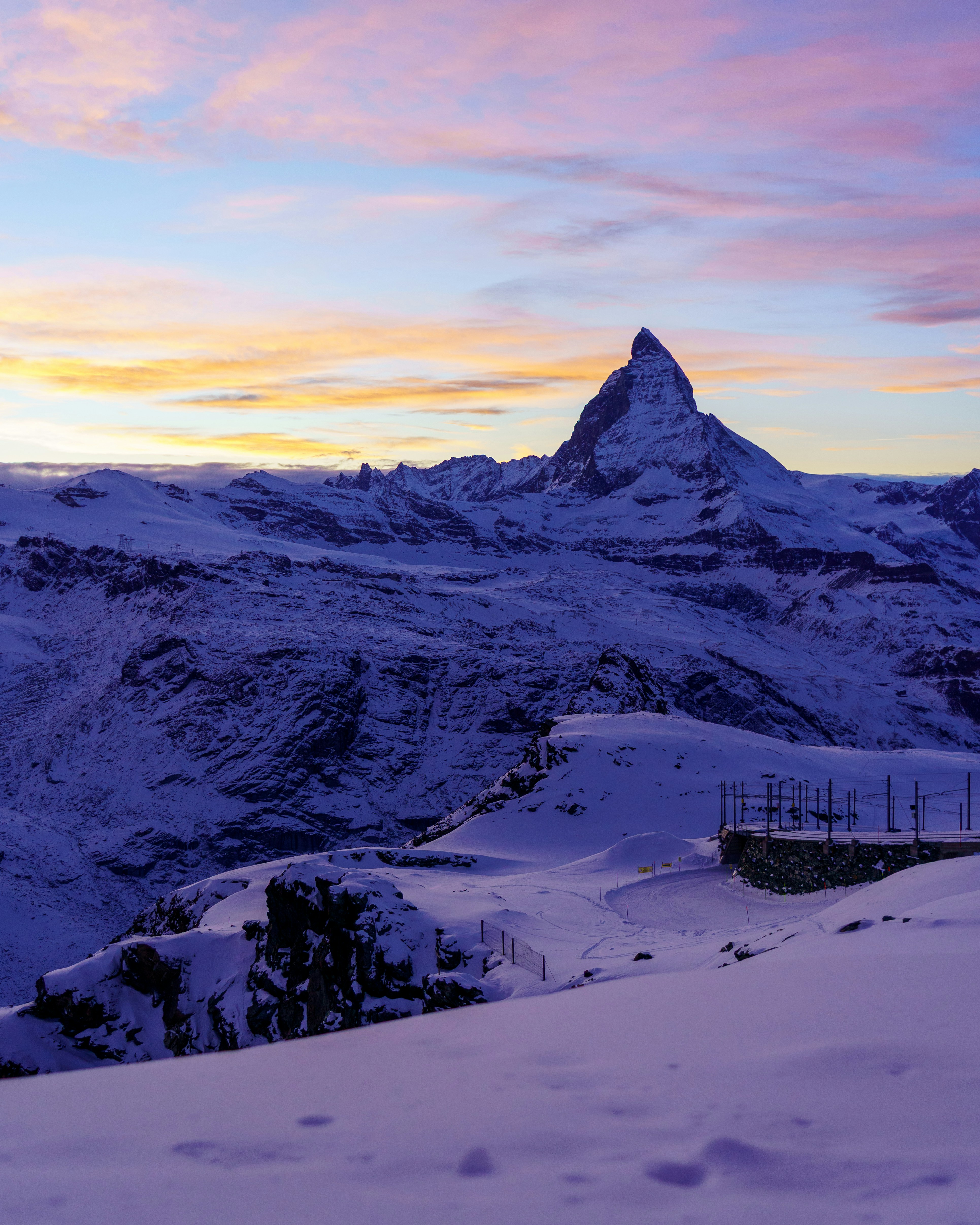 Crushed Velvet Alps at Dawn: Matterhorn Silhouette