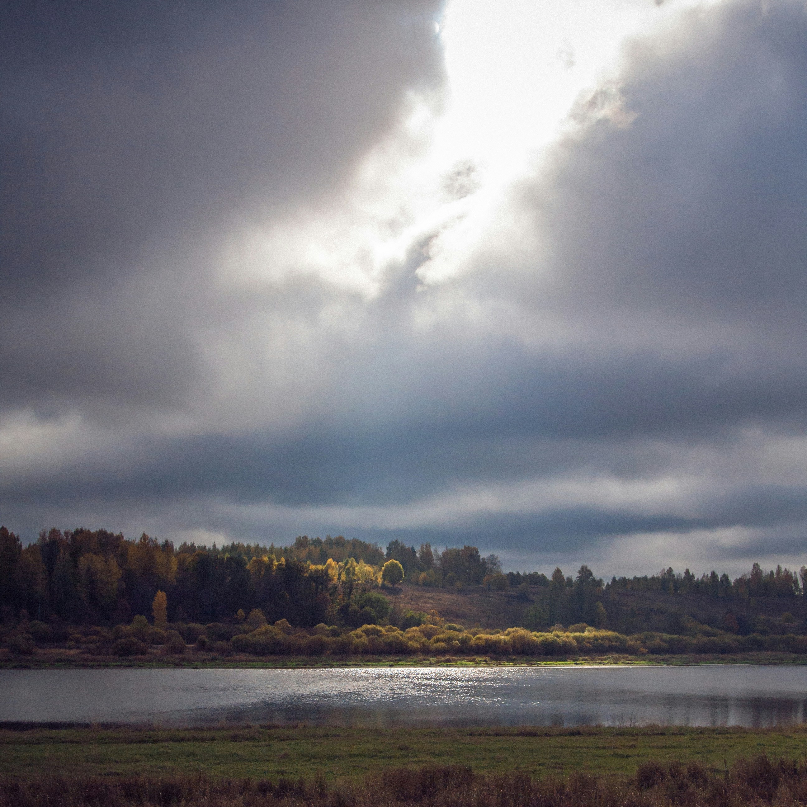 Sunbreak Over Quiet Marsh: A Sliver of Light on the Distant Shore
