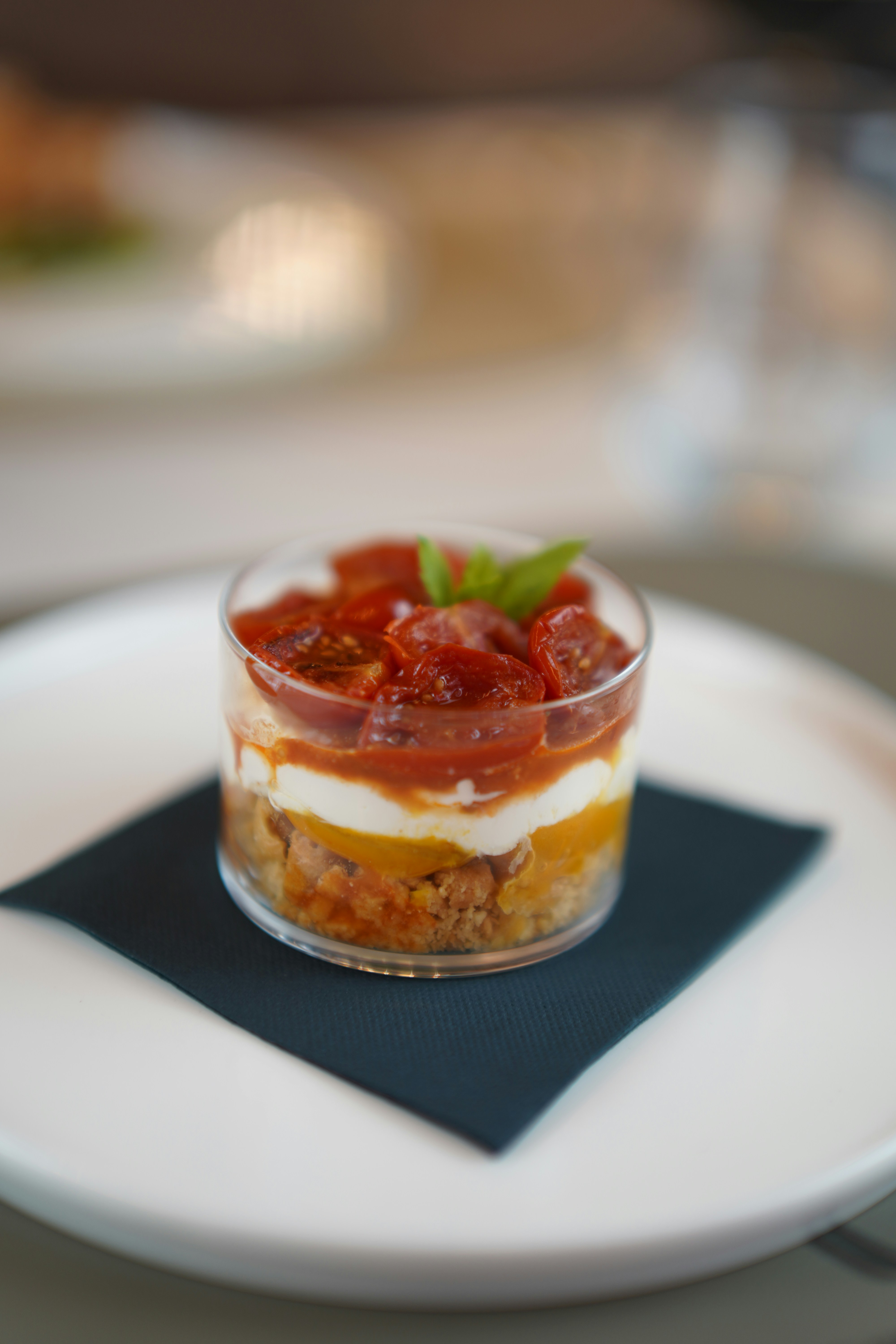 Verdant Mint atop a Creamy Micro-Tawny Dessert in a Glass