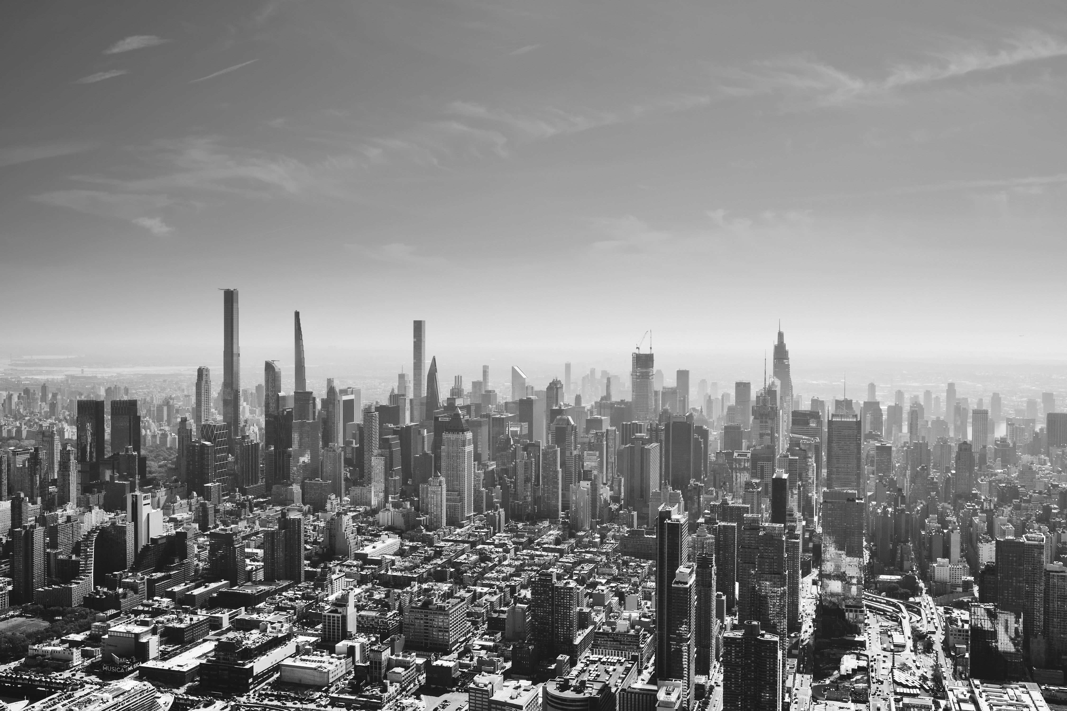 Urban Horizon: A Snowy Sea of Skyscrapers at Dusk