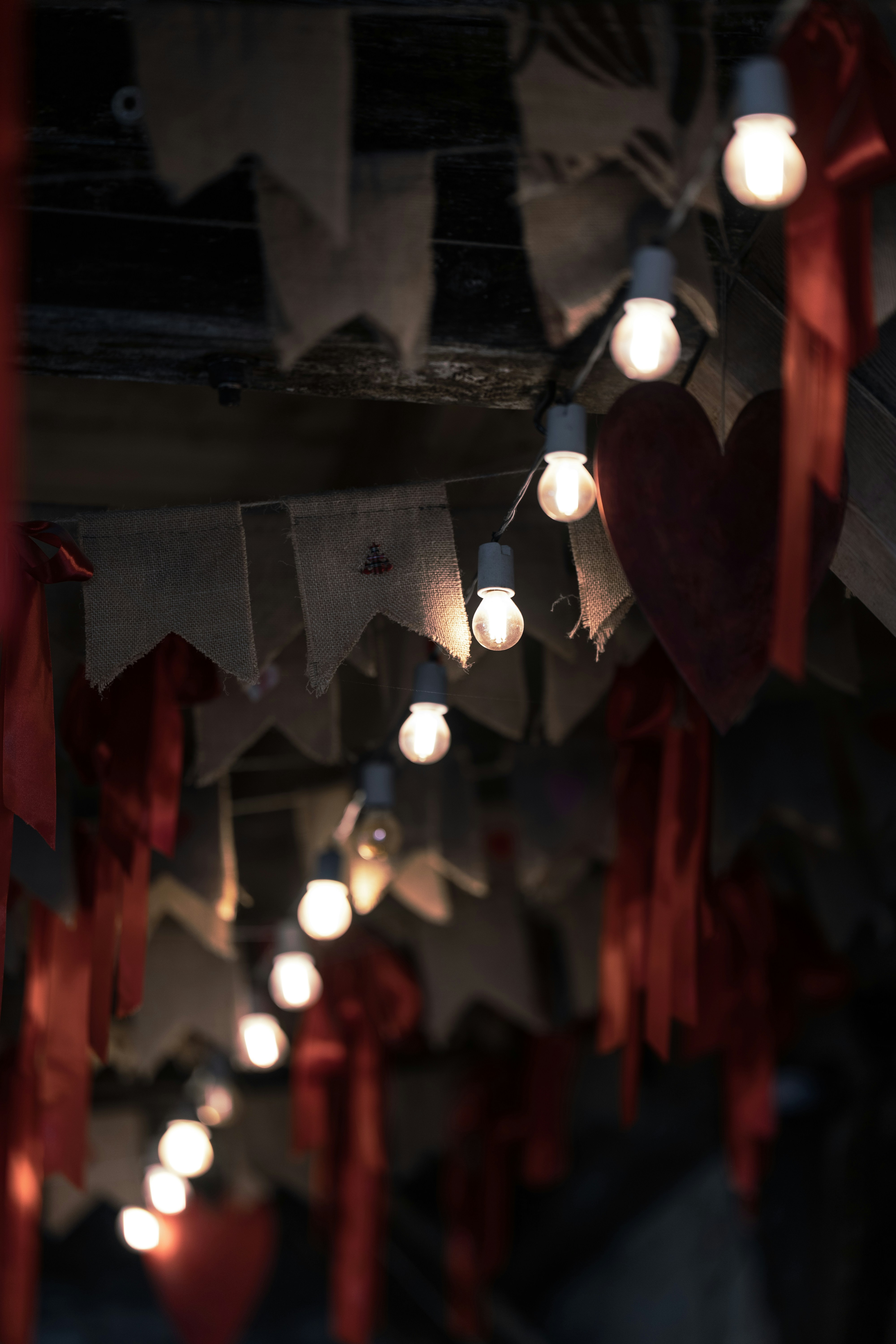 Bokeh of Warm Orbs: A Corridor of Lights and Hearts