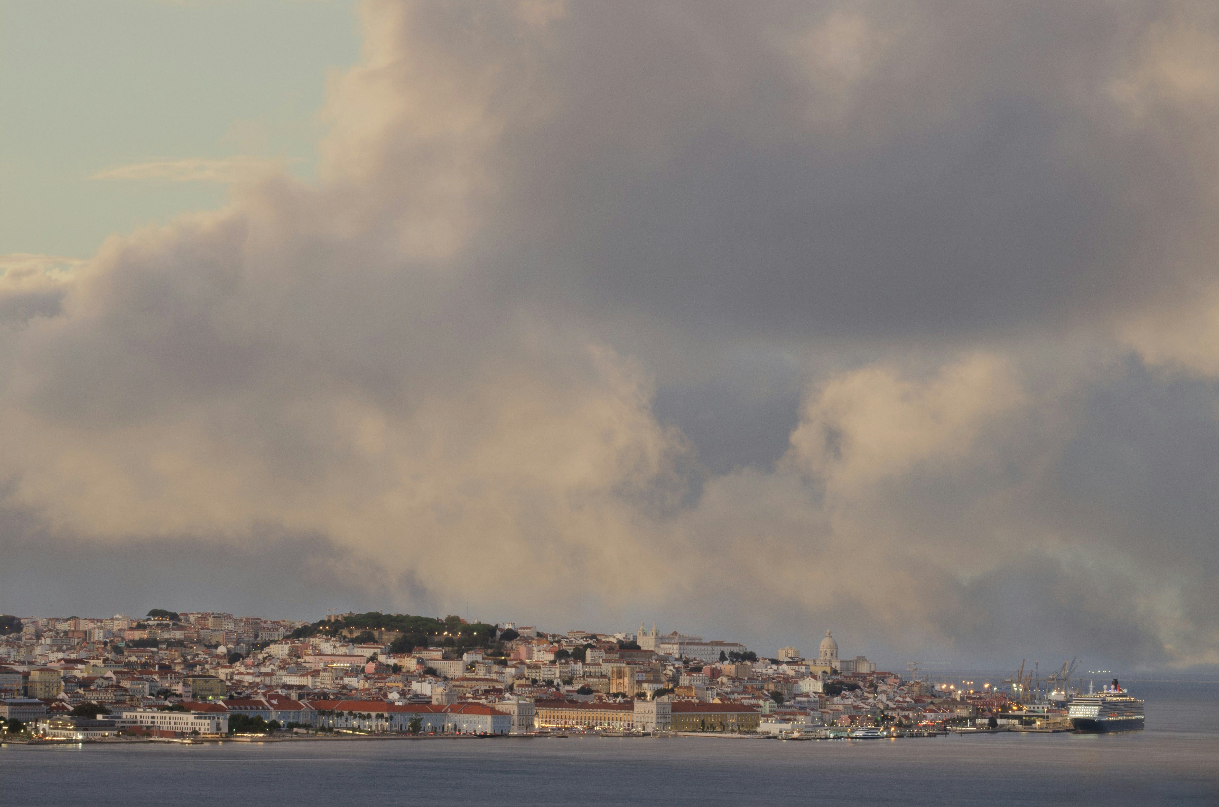 Harbor Town at Distant Dusk