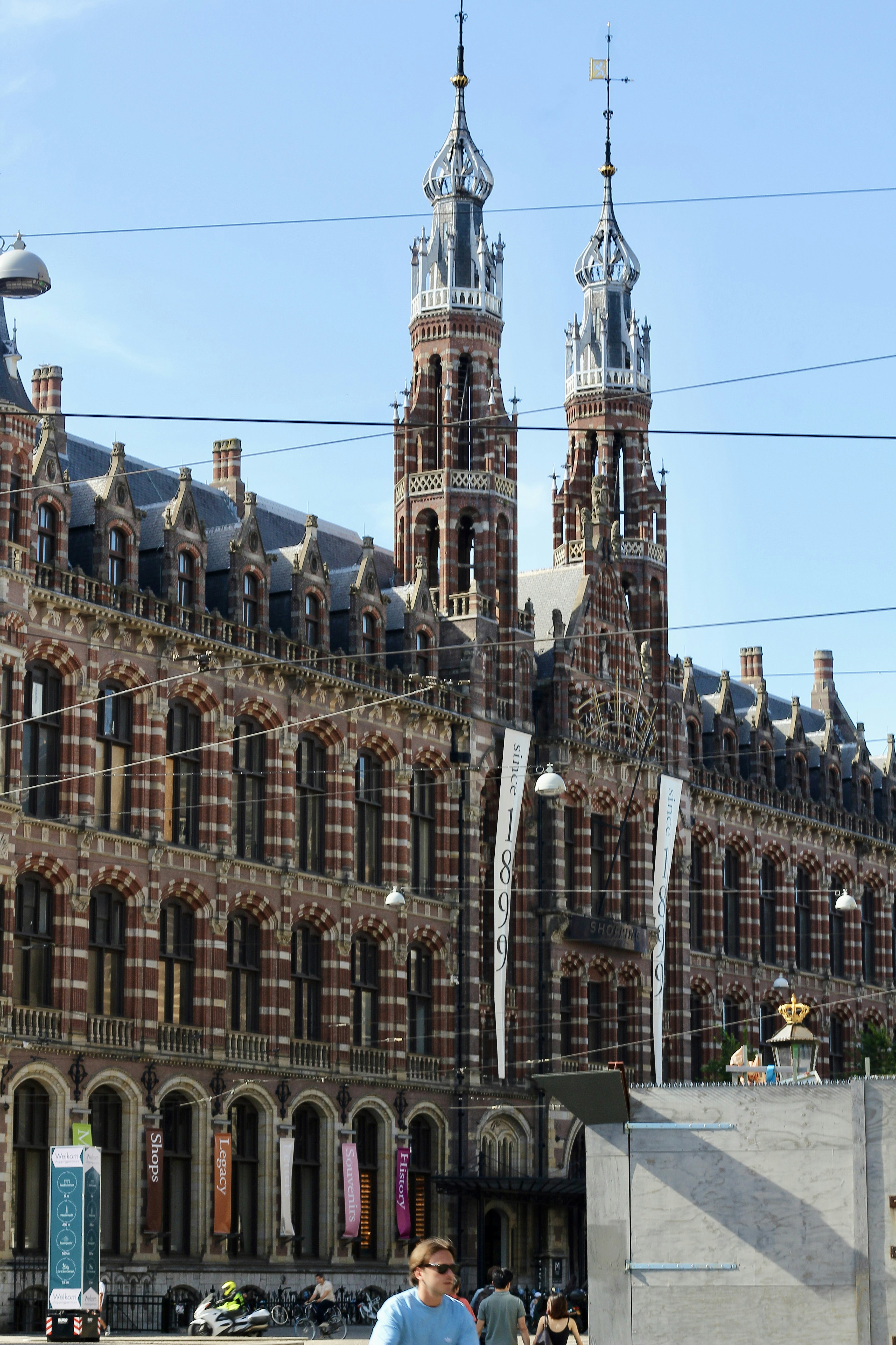 Gothic Facade Under Televised Cables