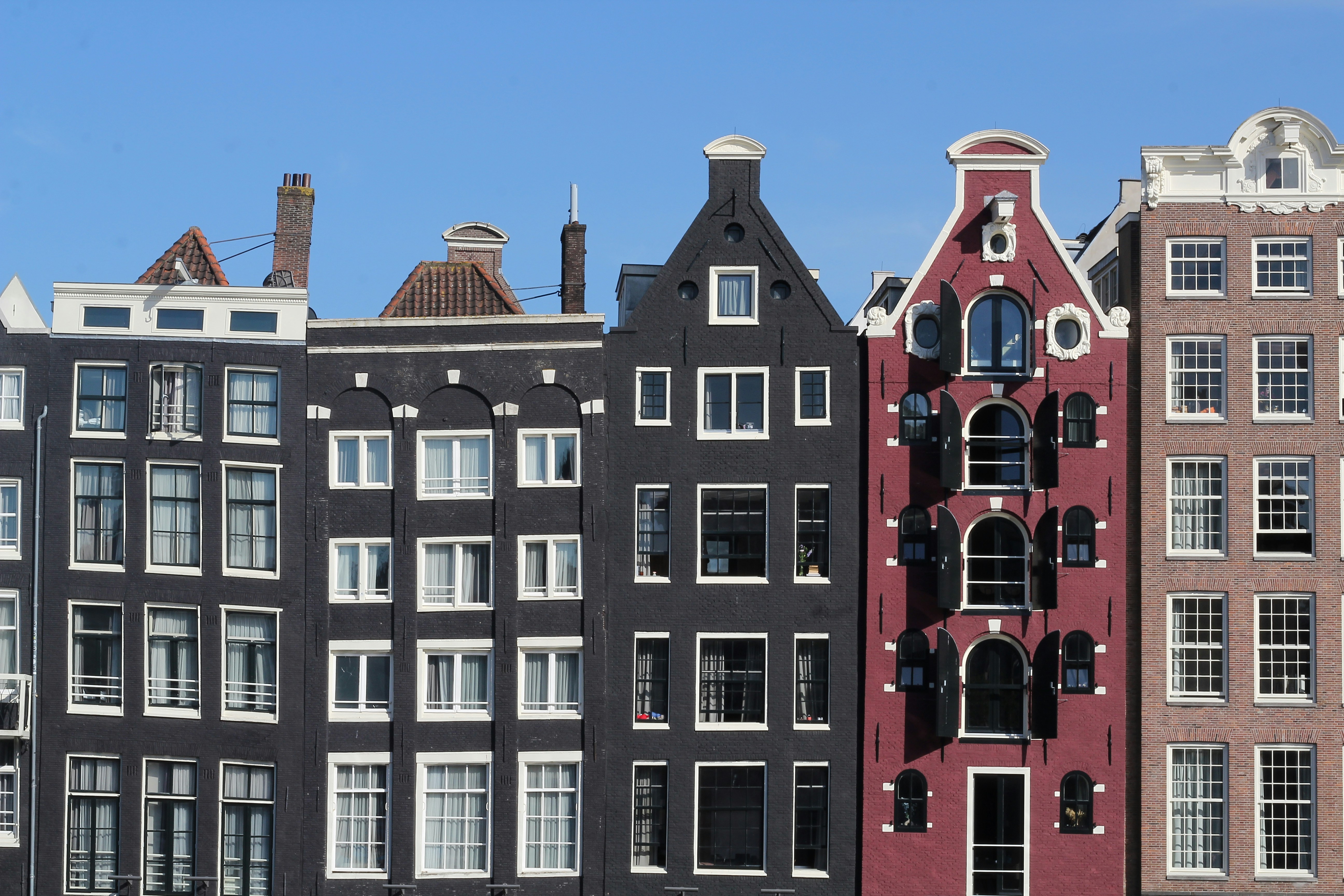 Row of Historic Gabled Facades Standing Shoulder to Shoulder