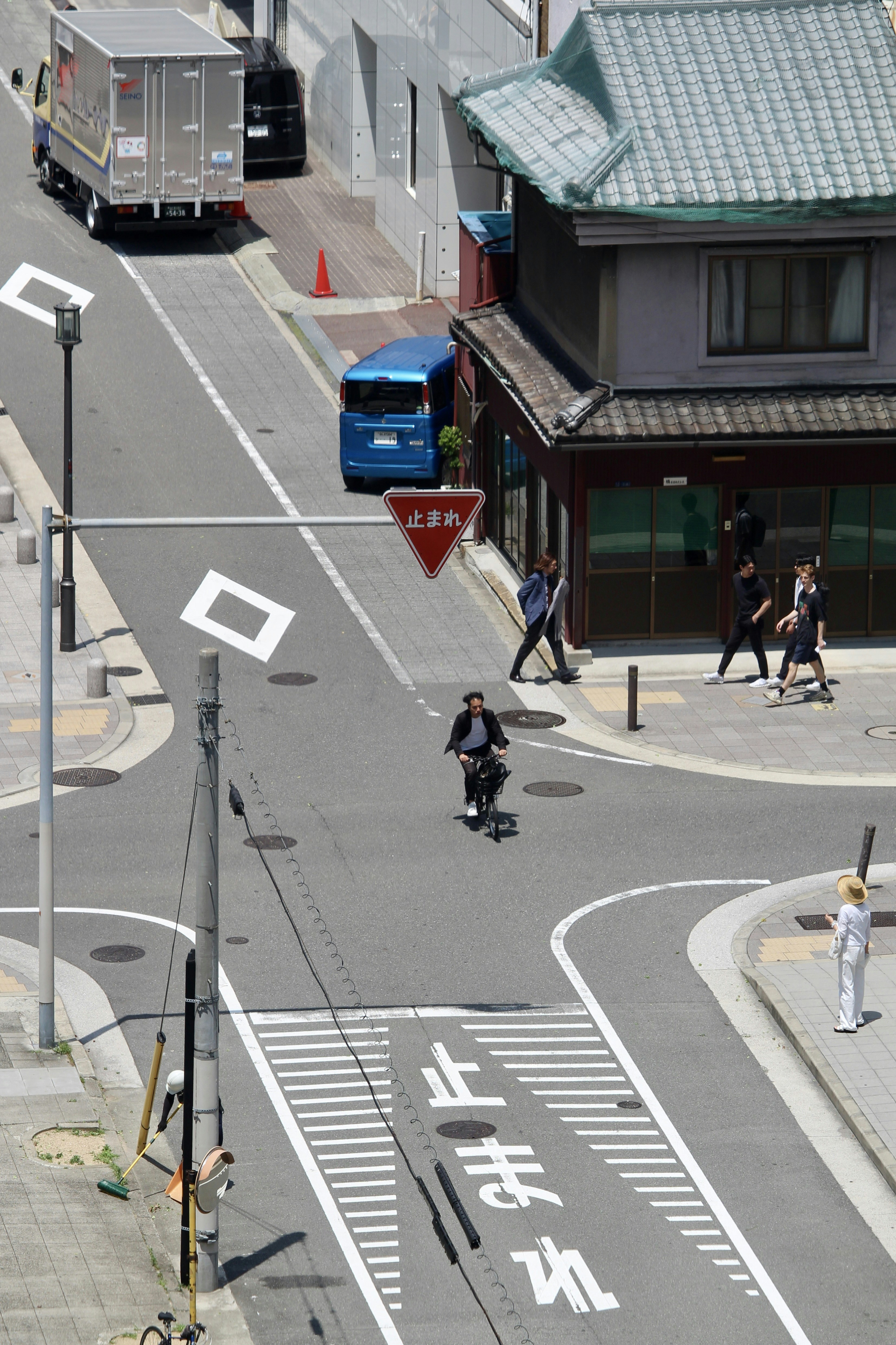 Street Crossing: A Quiet Moment in a Busy Japanese Corner