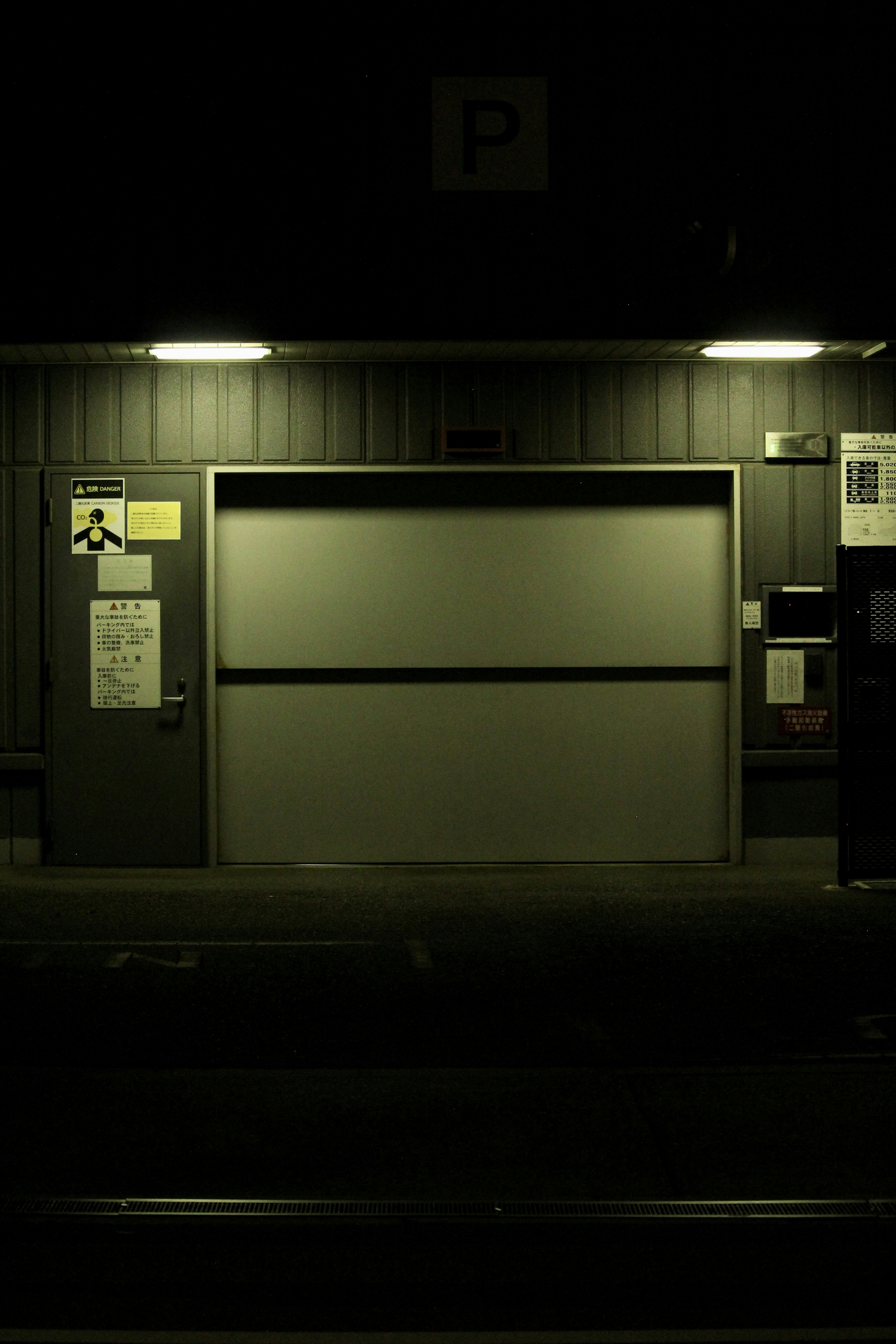 Midnight Garage Door Quietly Guards the Quiet Street