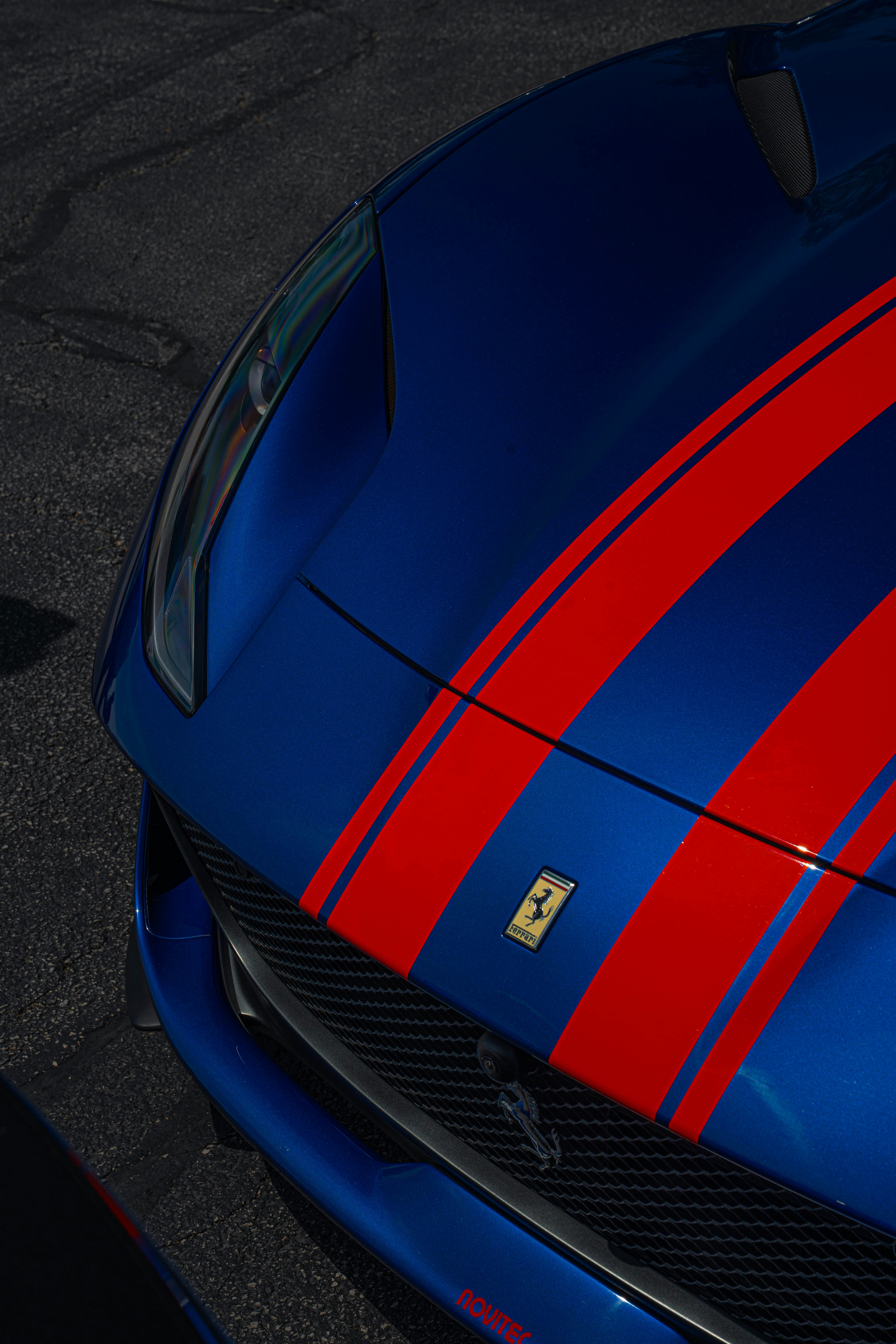 Blue Sleek: Racing Stripes and the Ferrari Crest