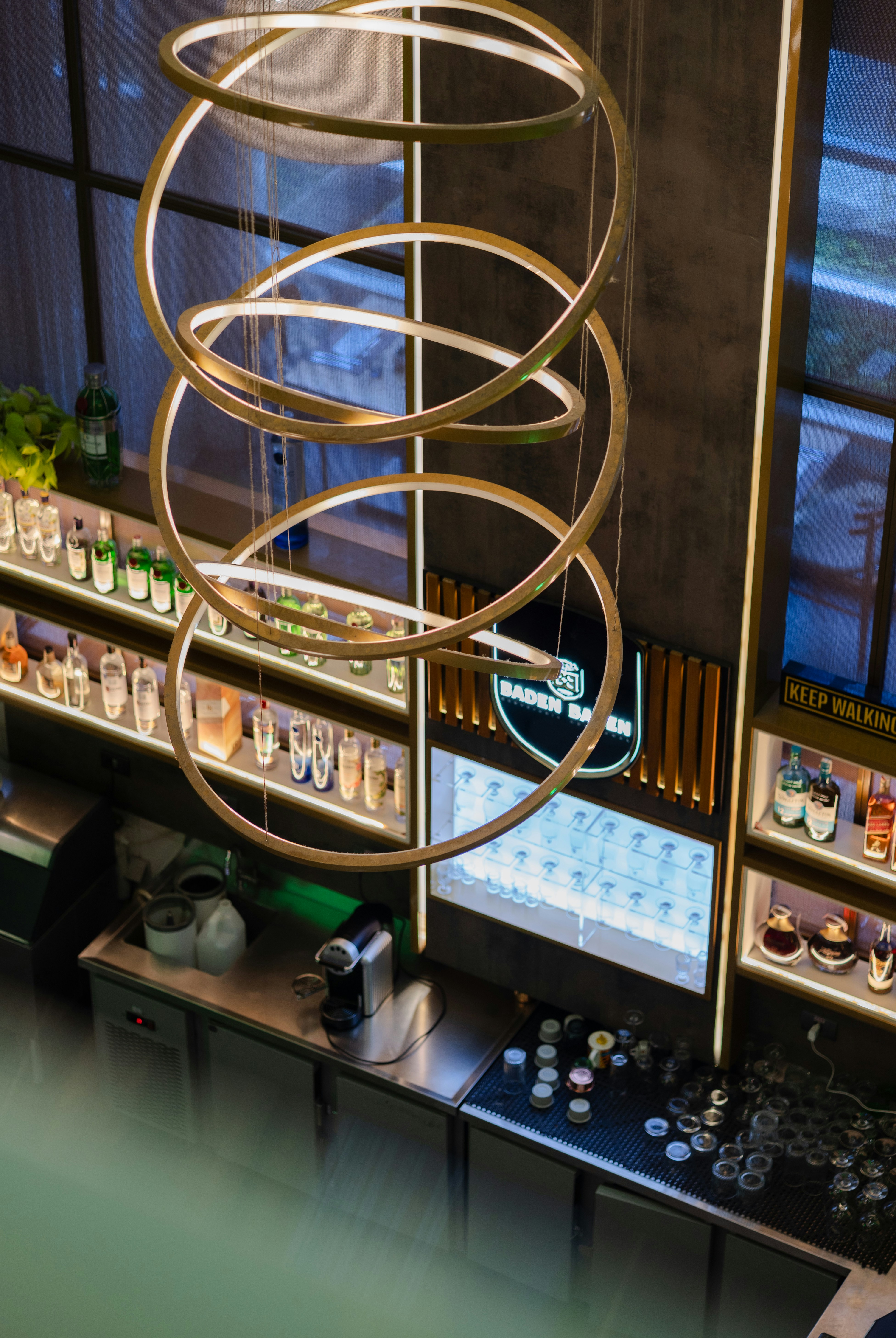 Spirals Over Neon Shelves