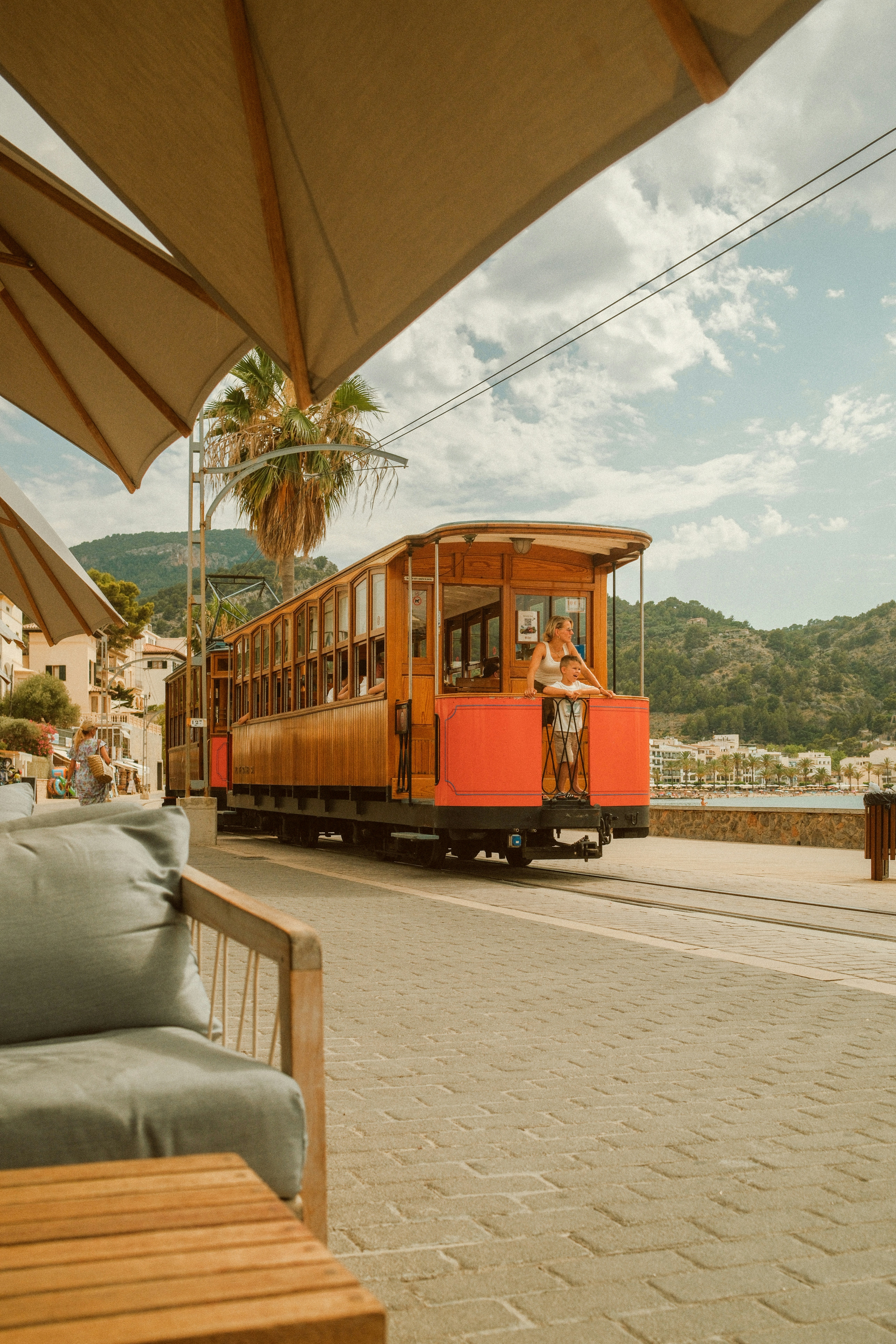 Orange Tram at the Seaside Platform