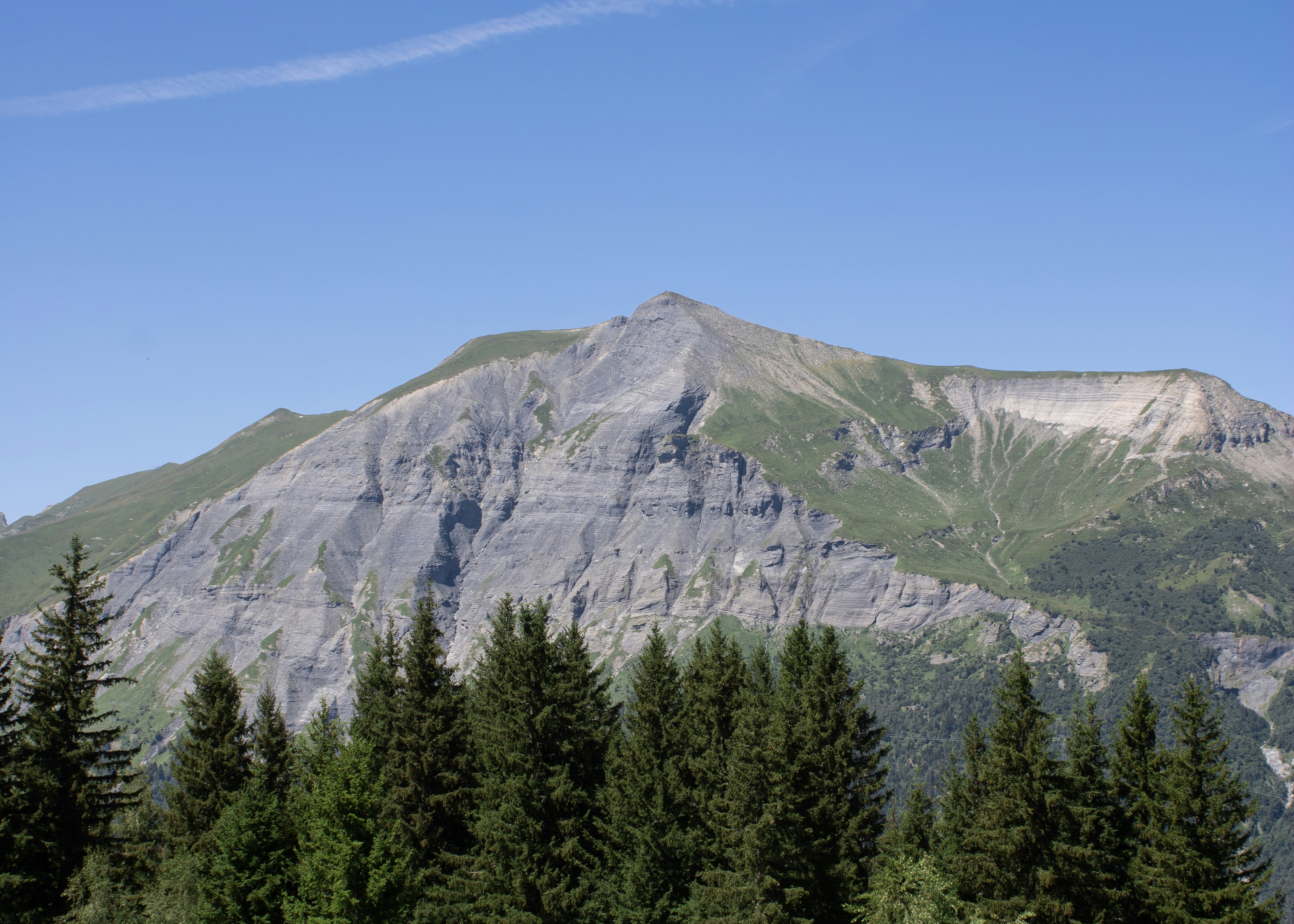 Sunlit Summit: Layered Peaks Above a Forest Sea
