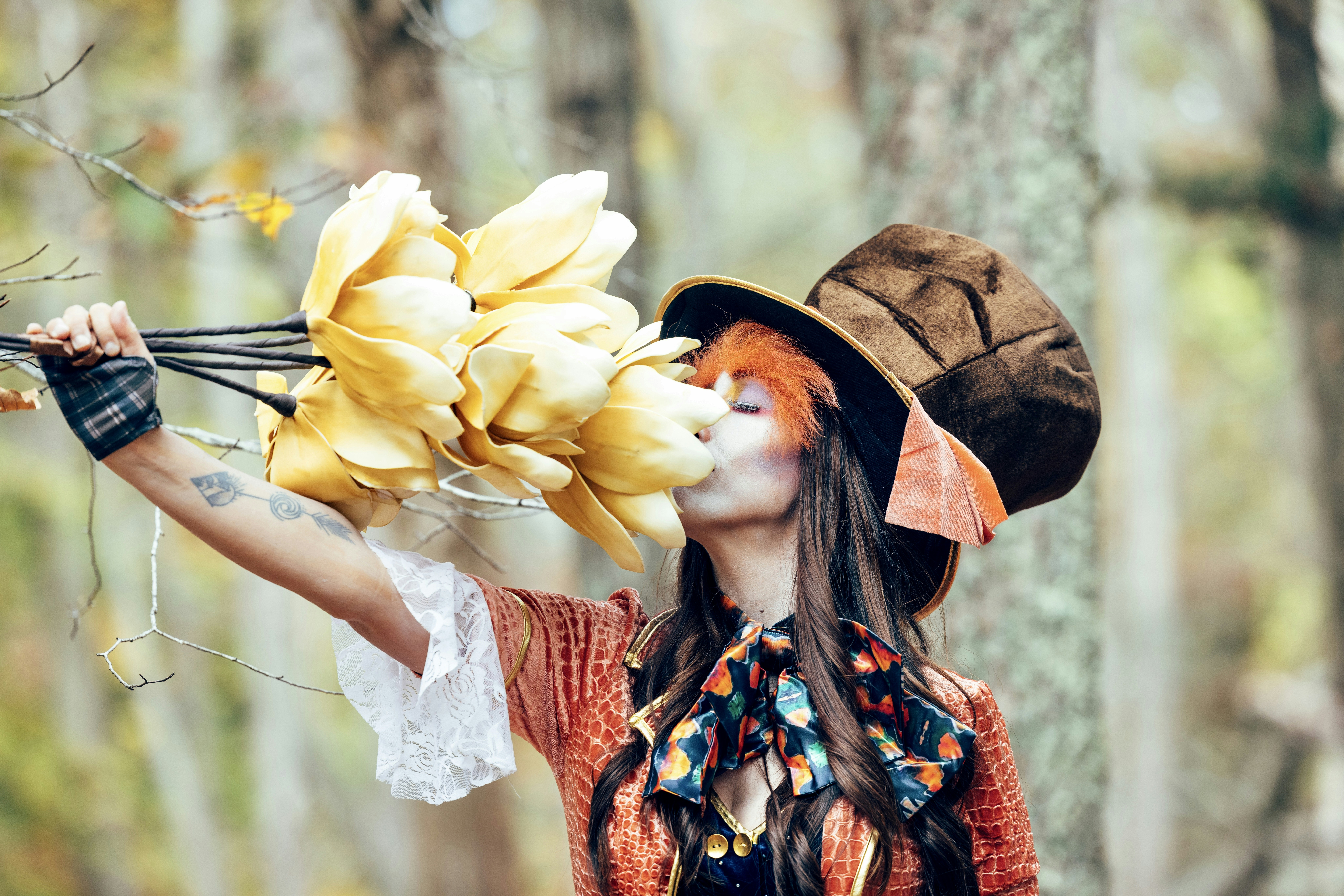 Bouquet of Spring: A Costume Portrait with Blooming Tulips