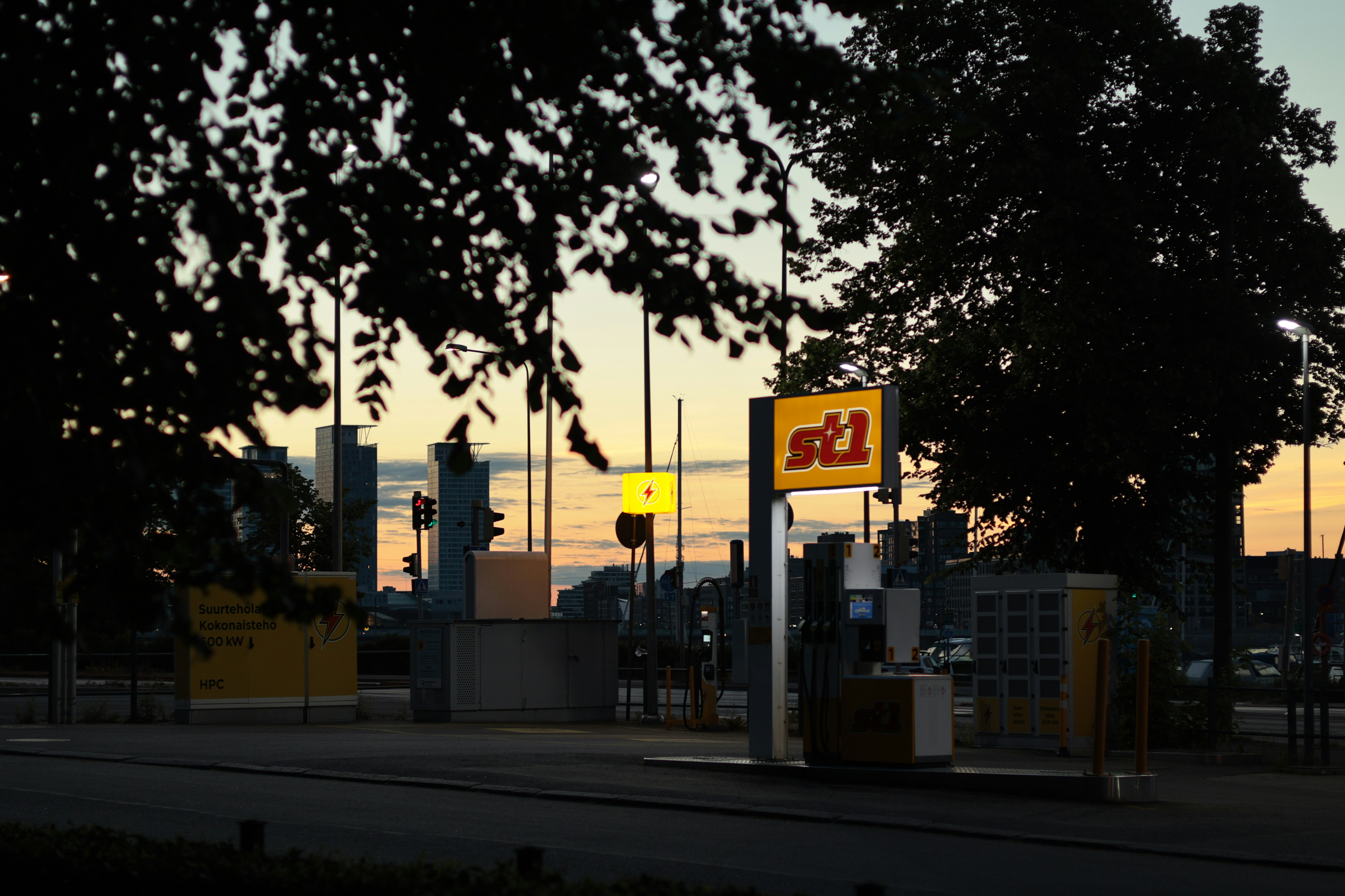 Quiet Sunset at a Minimal Gas Station
