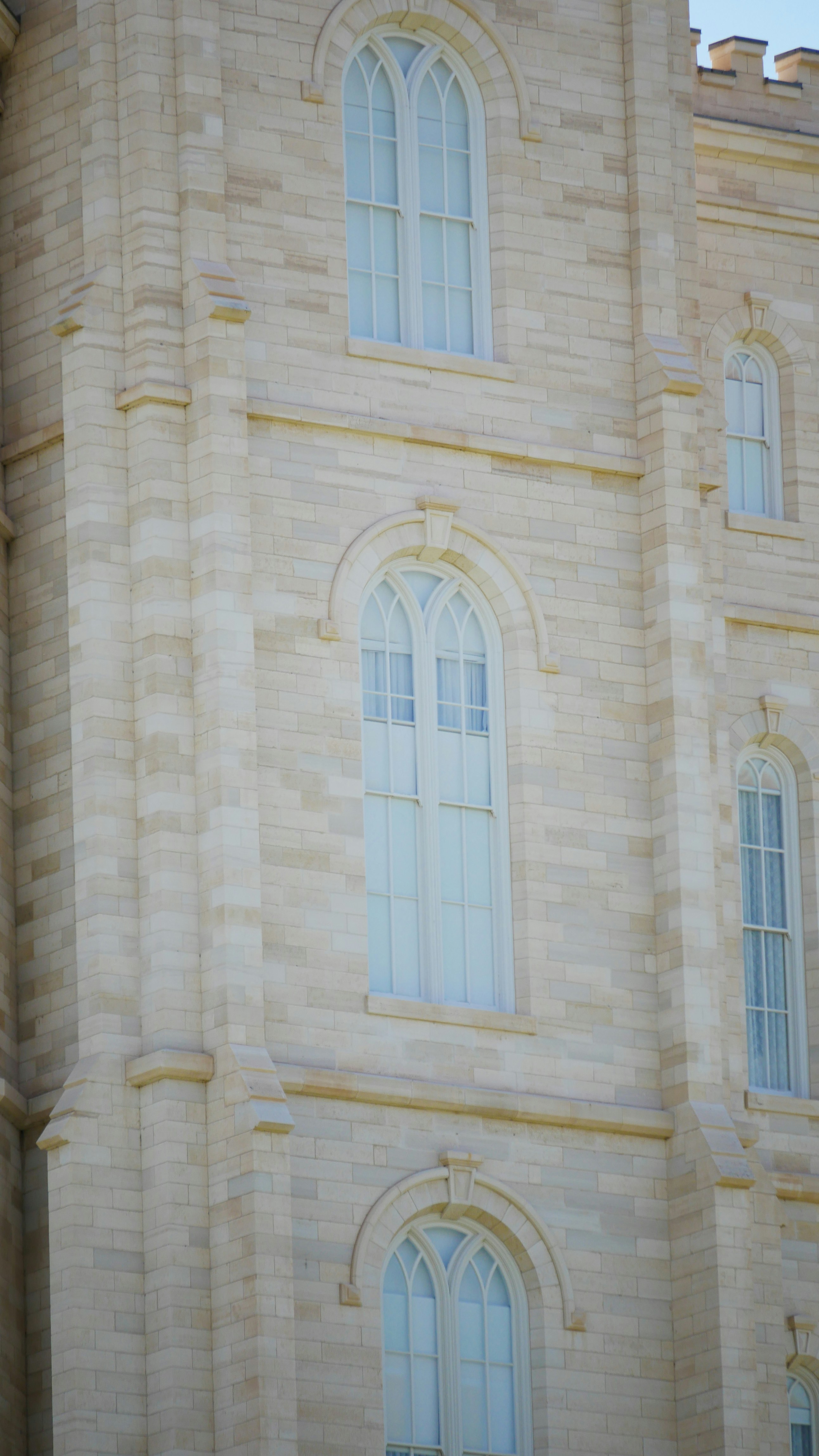 Stone Arches in Soft Light: A Cathedral Facade Close-Up