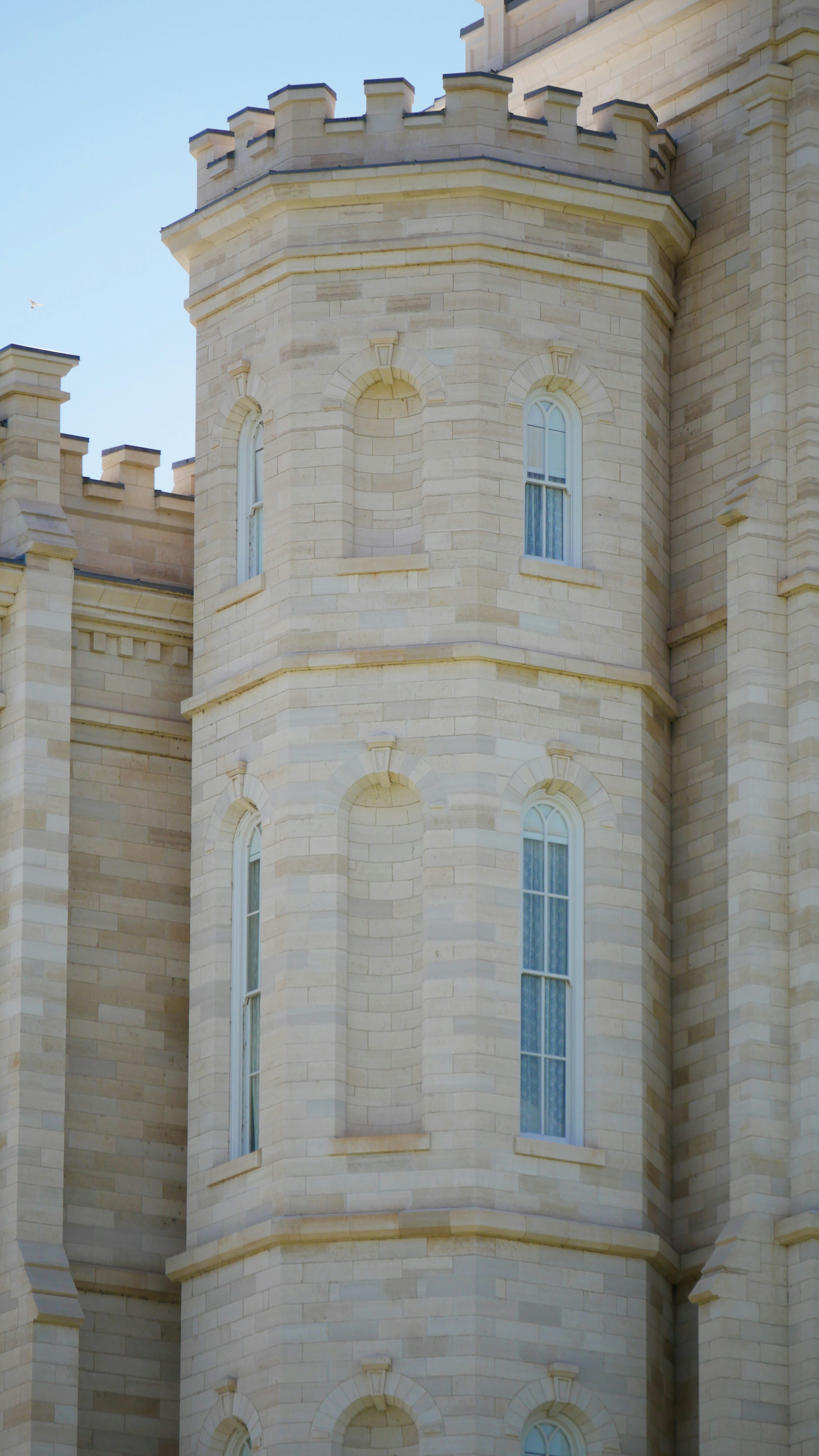 Castle Facade in Sunlit Beige Stone