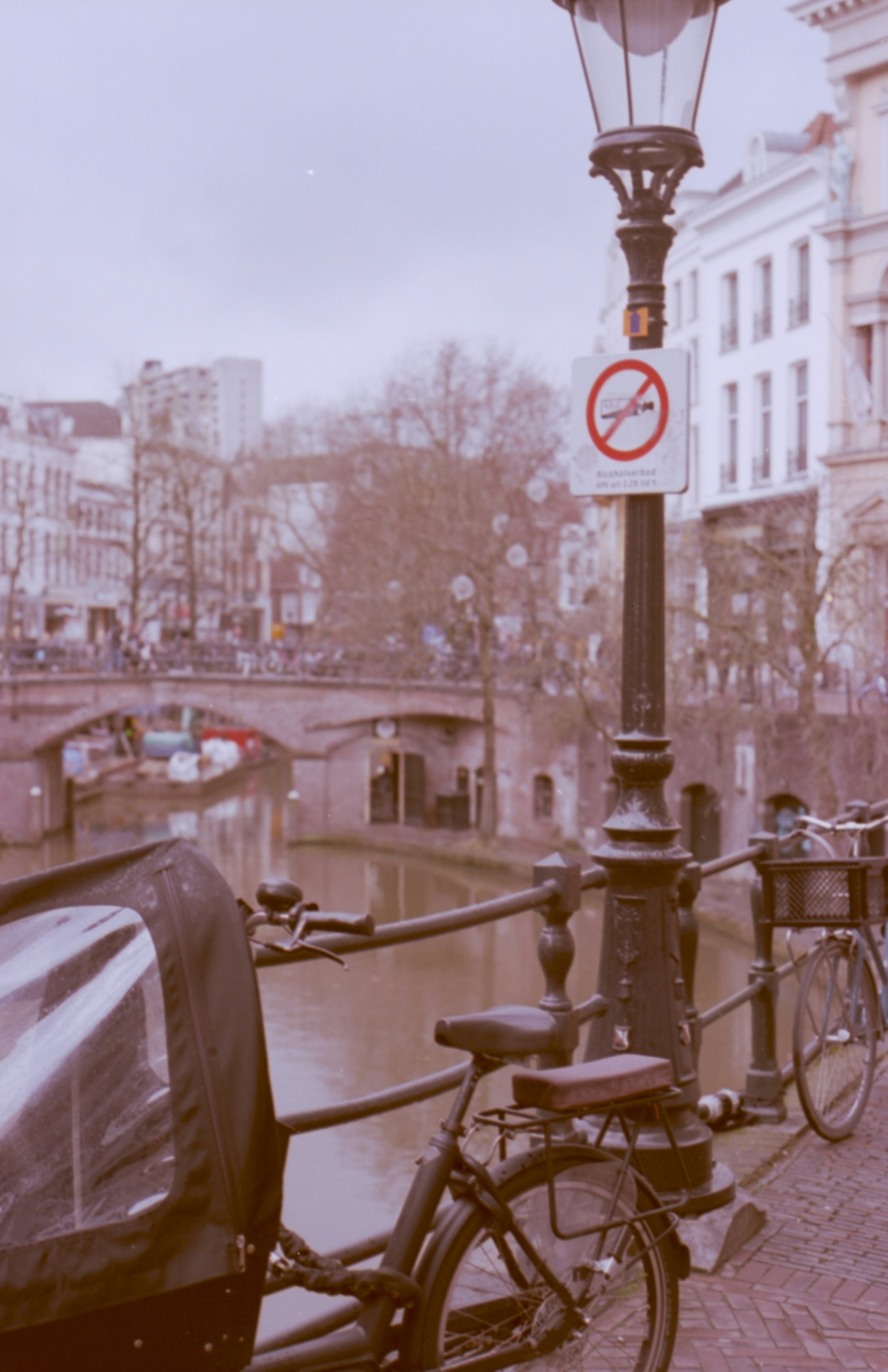 A Quiet Canal Side: Bicycles and Lanterns in Soft Focus