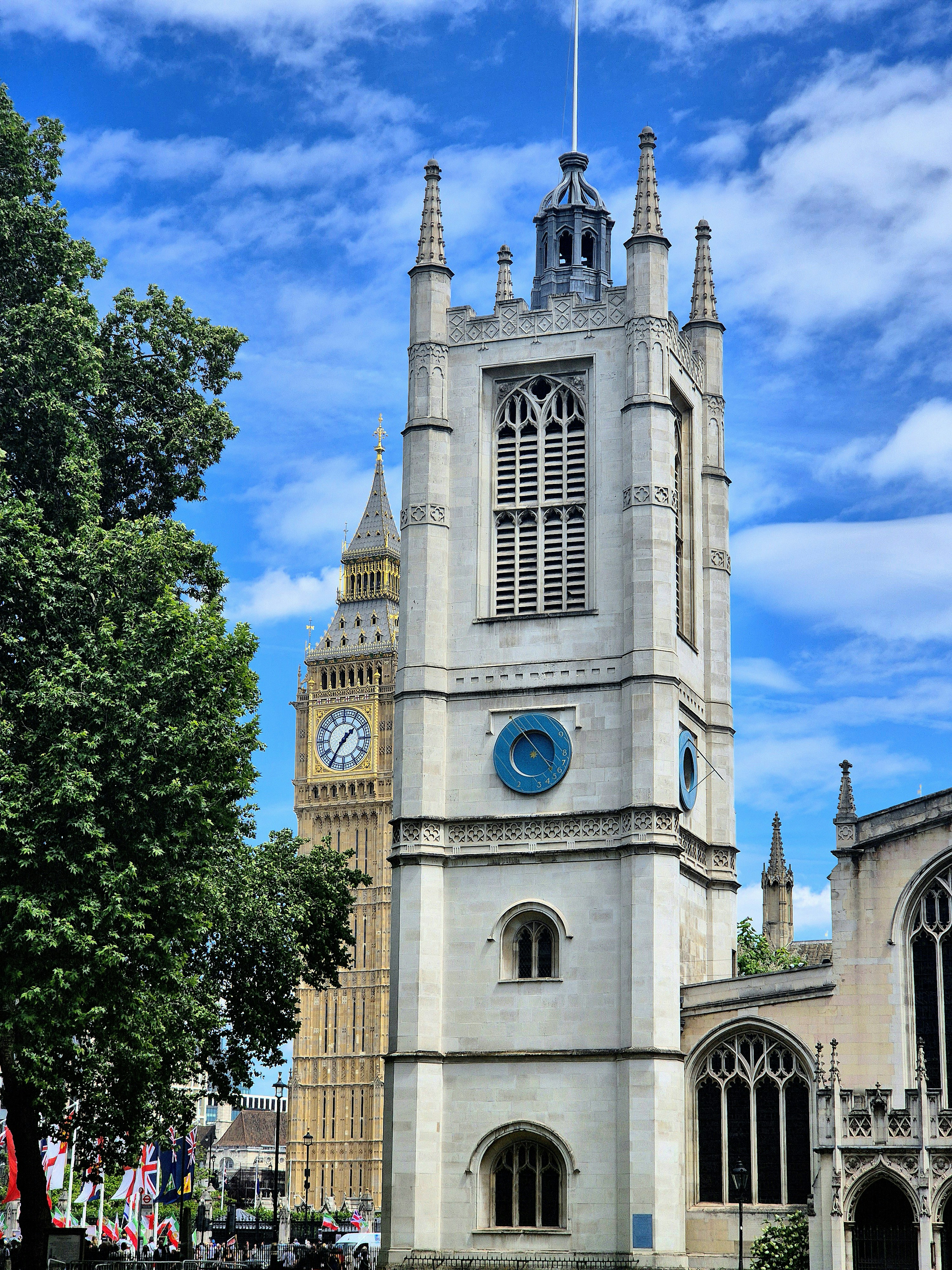 Towering Facades: The Clock and Spires Over Westminster