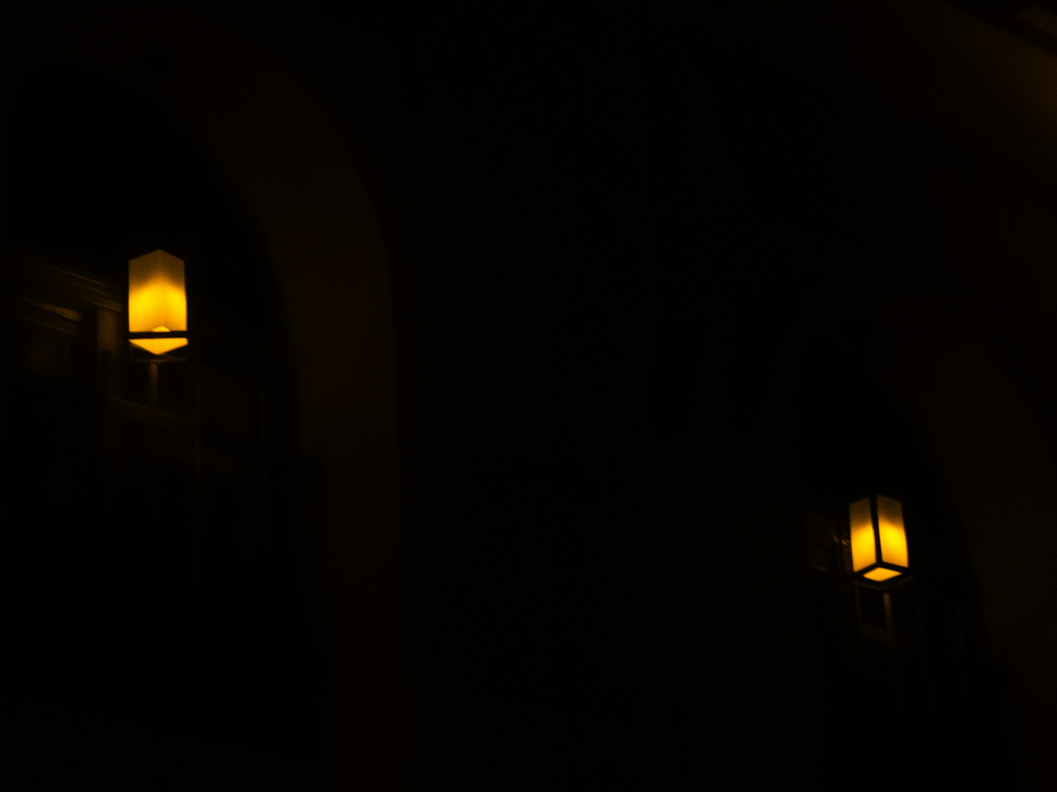 Amber Lanterns in the Night Corridor