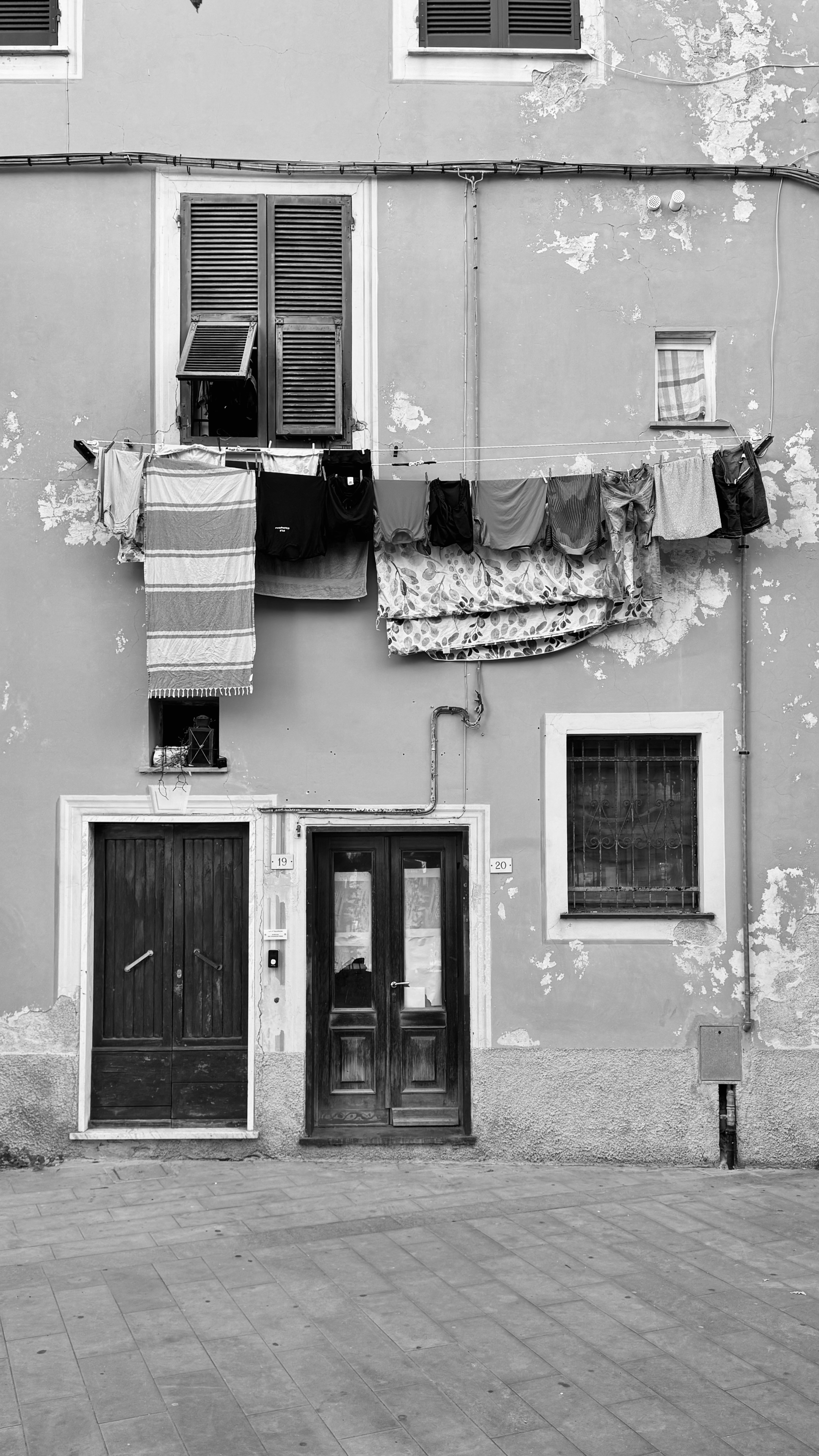 Laundry Lines and Weathered Facade