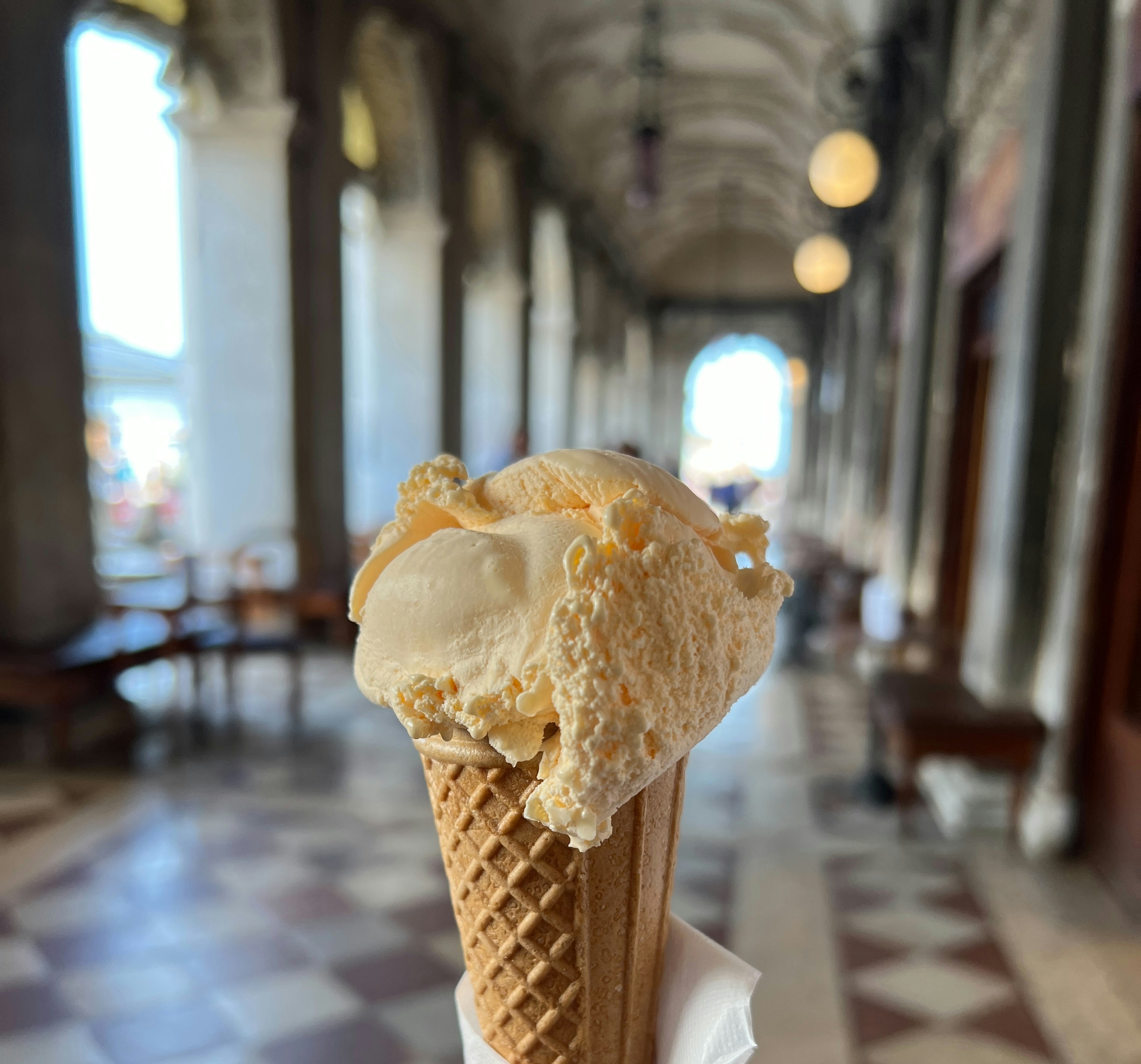 Ice Cream in an Elegant Corridor