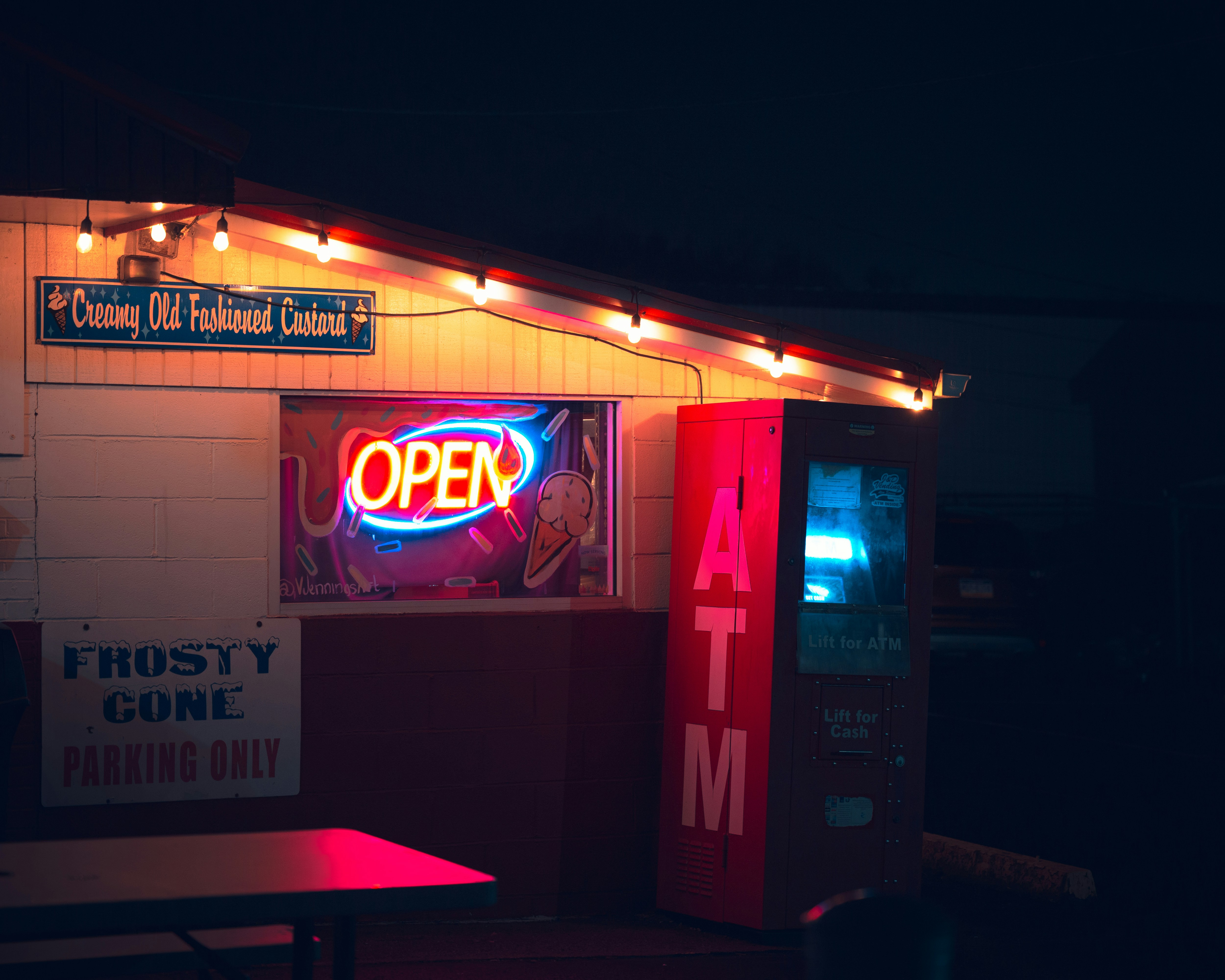 Neon Glow at a Quiet Late-Night Diner