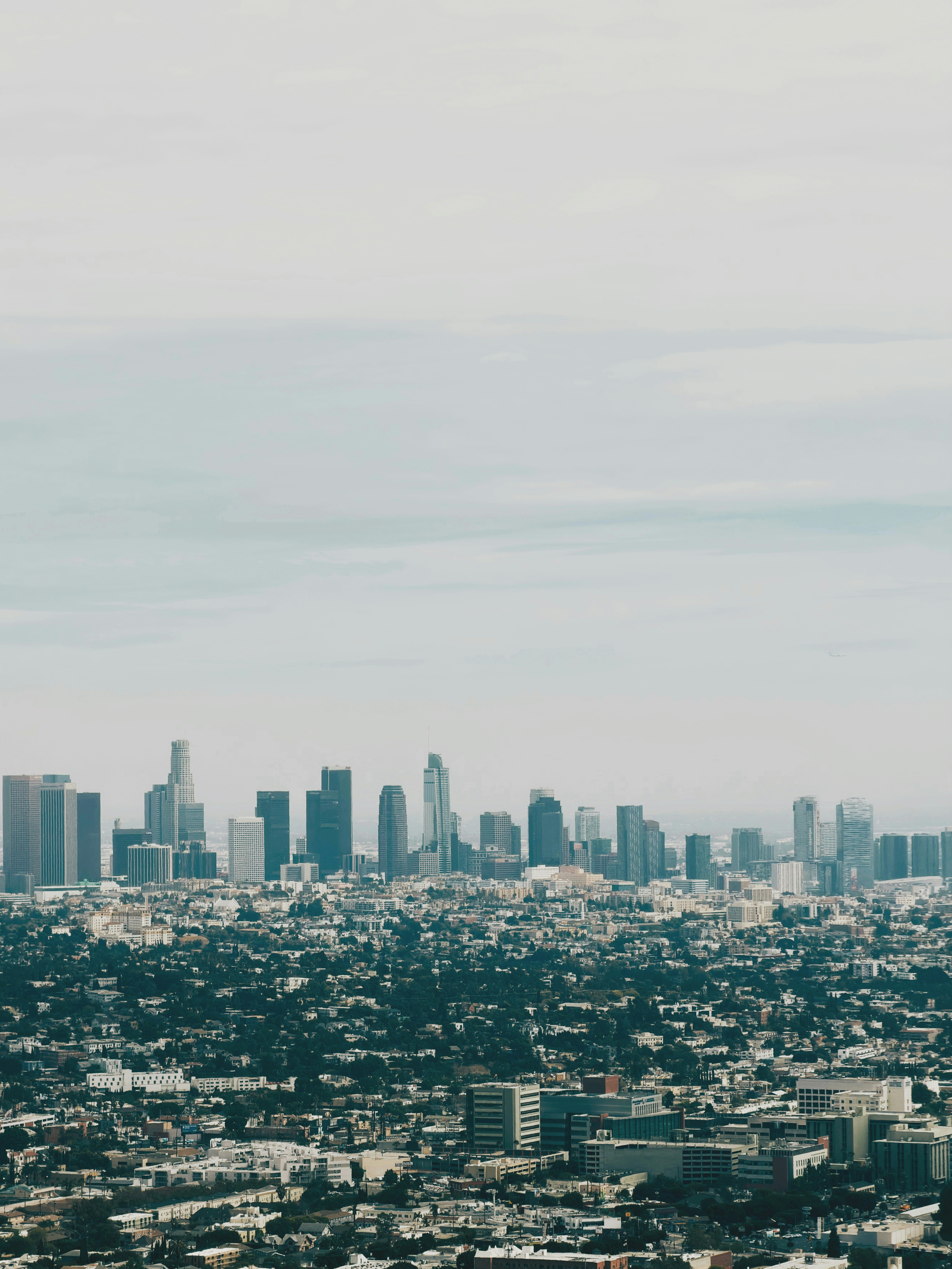 Urban Crown: A Sunset Skyline Over a Quiet Residential Sea