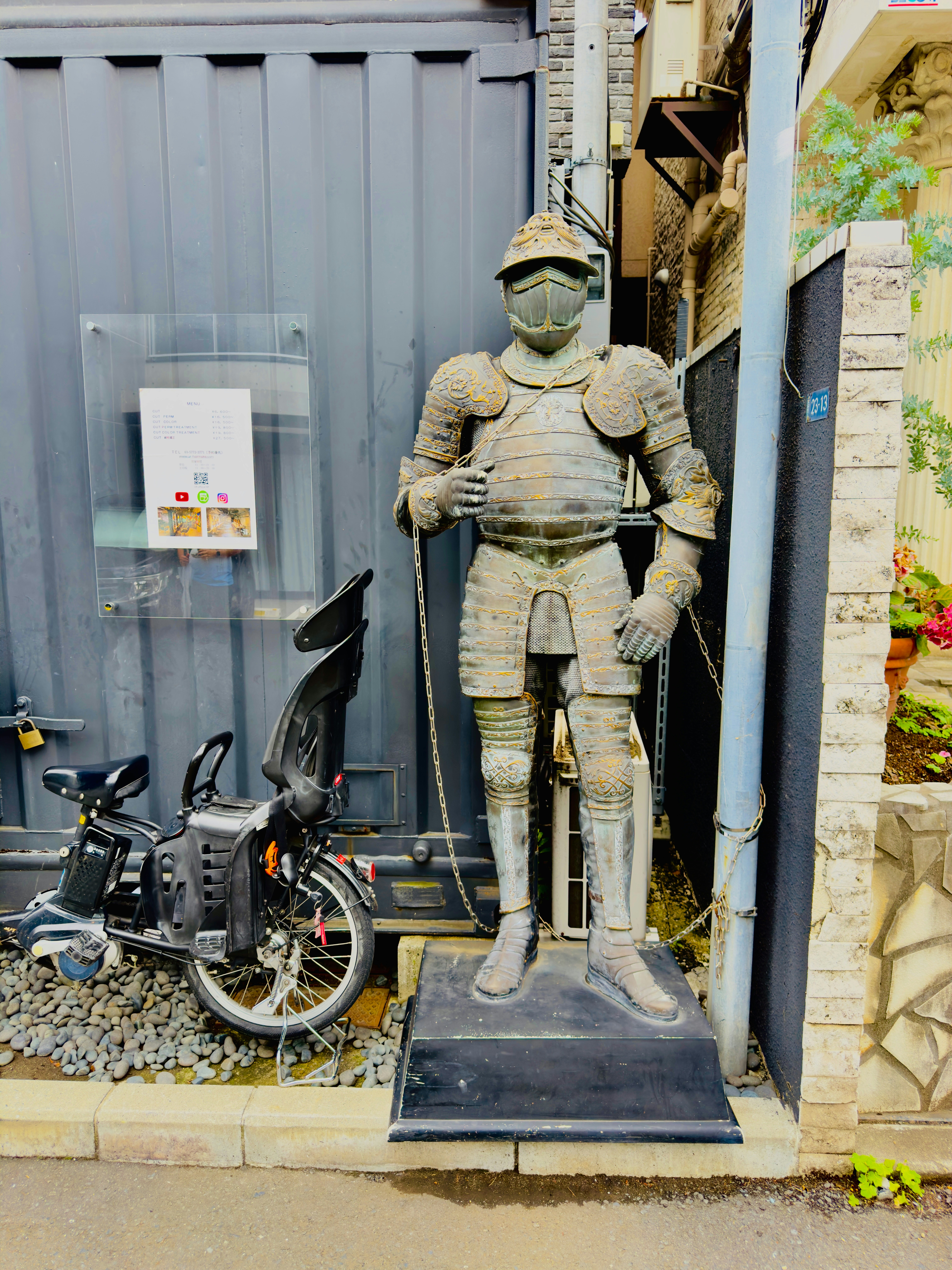 Iron Sentinel by the Doorstep: A Knight Stands Guard