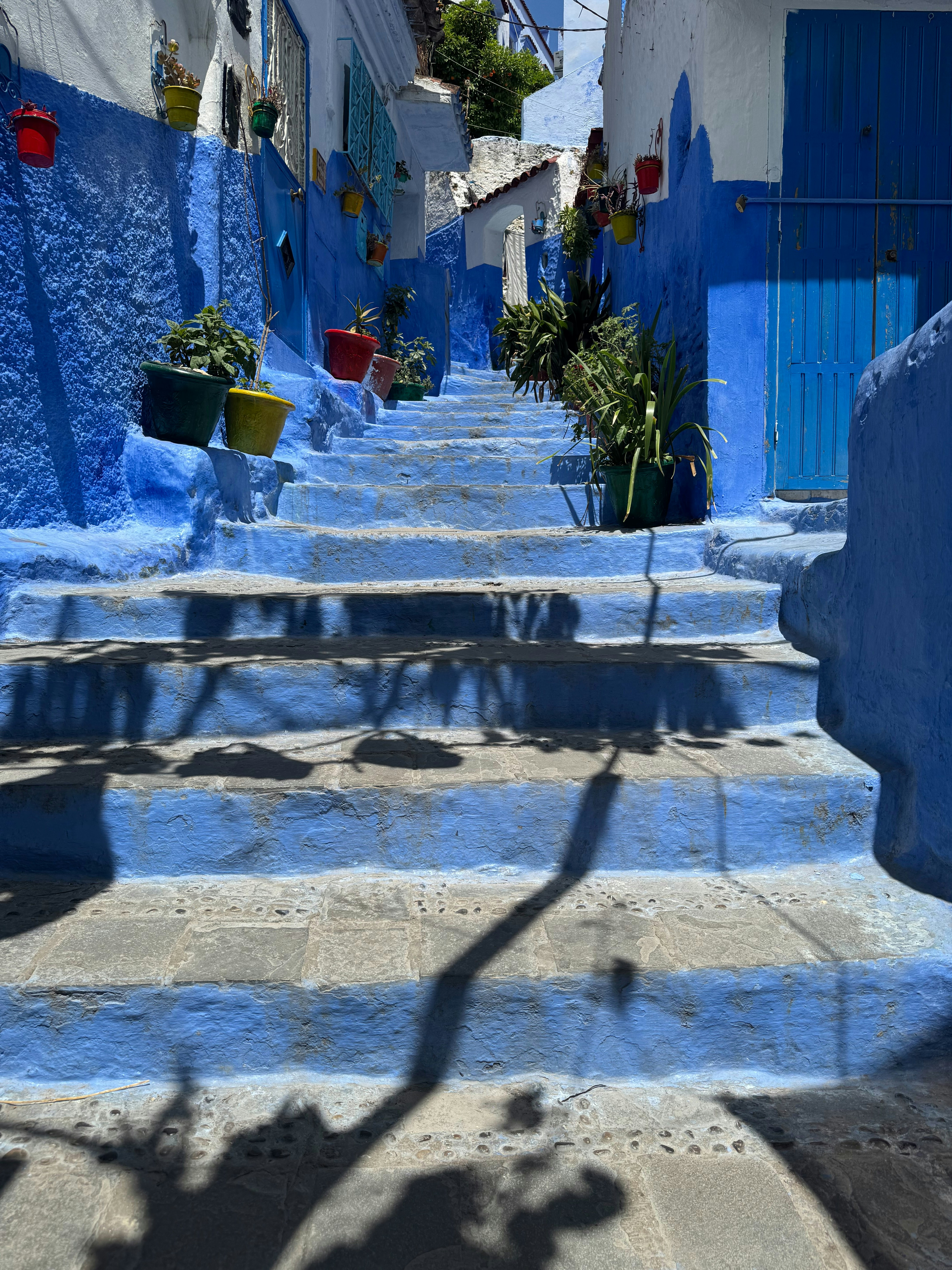 Azure Steps: A Narrow Alley Painted in Sunlit Blue