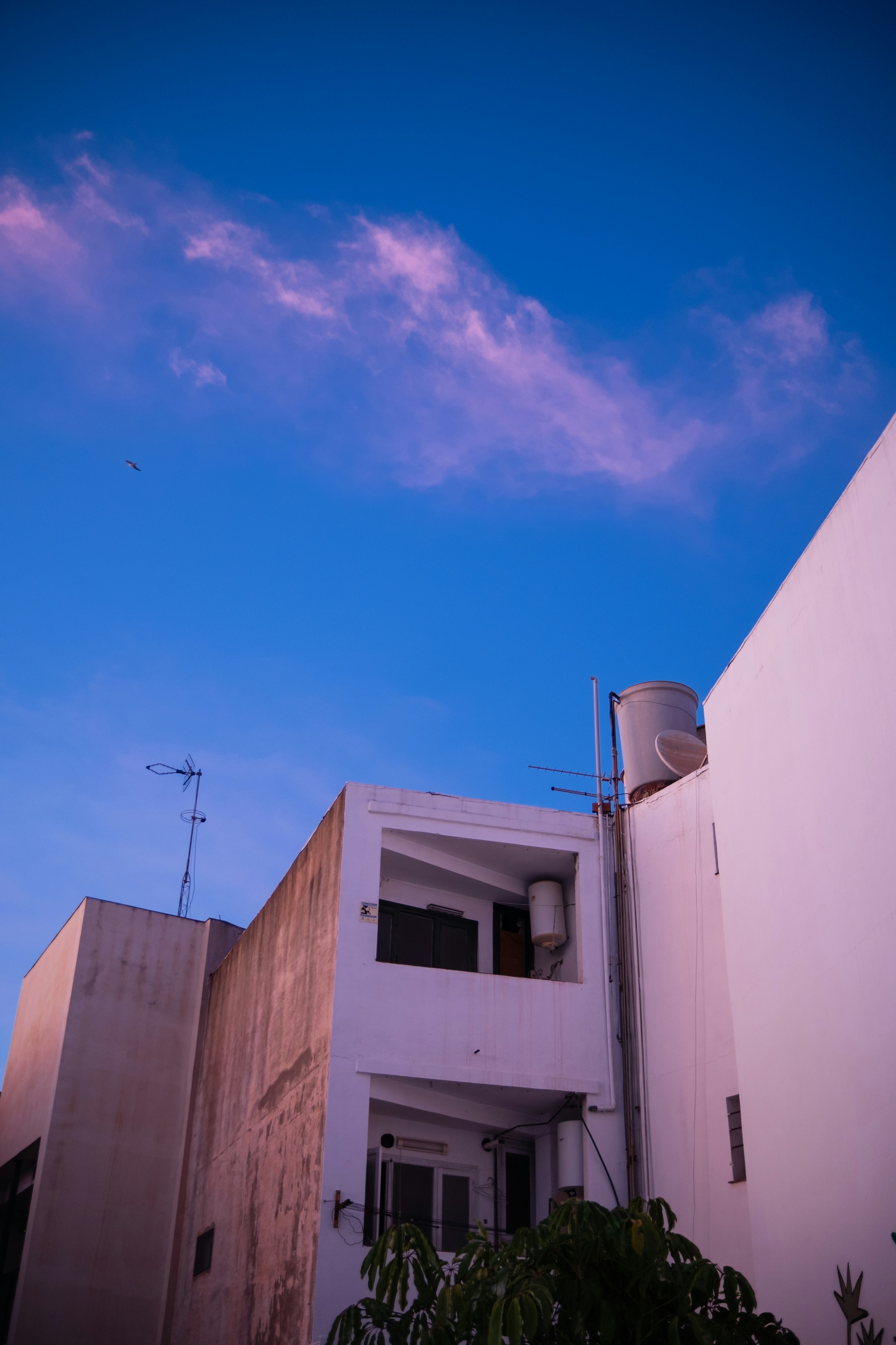 Blue Sky Over White Facades: A Quiet Urban Geometry