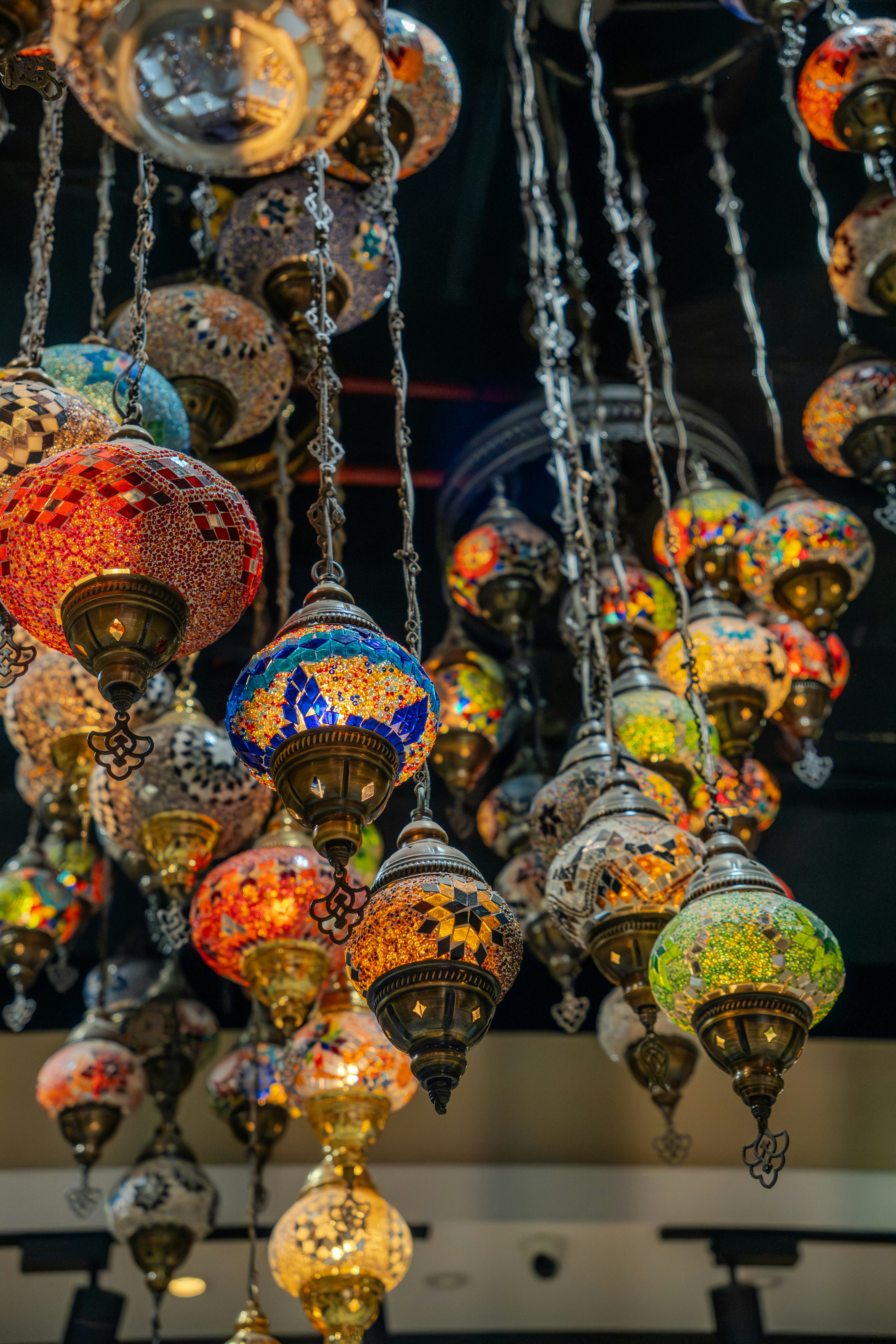 Midair Mosaic: Hanging Mosaic Lanterns in a Night Market